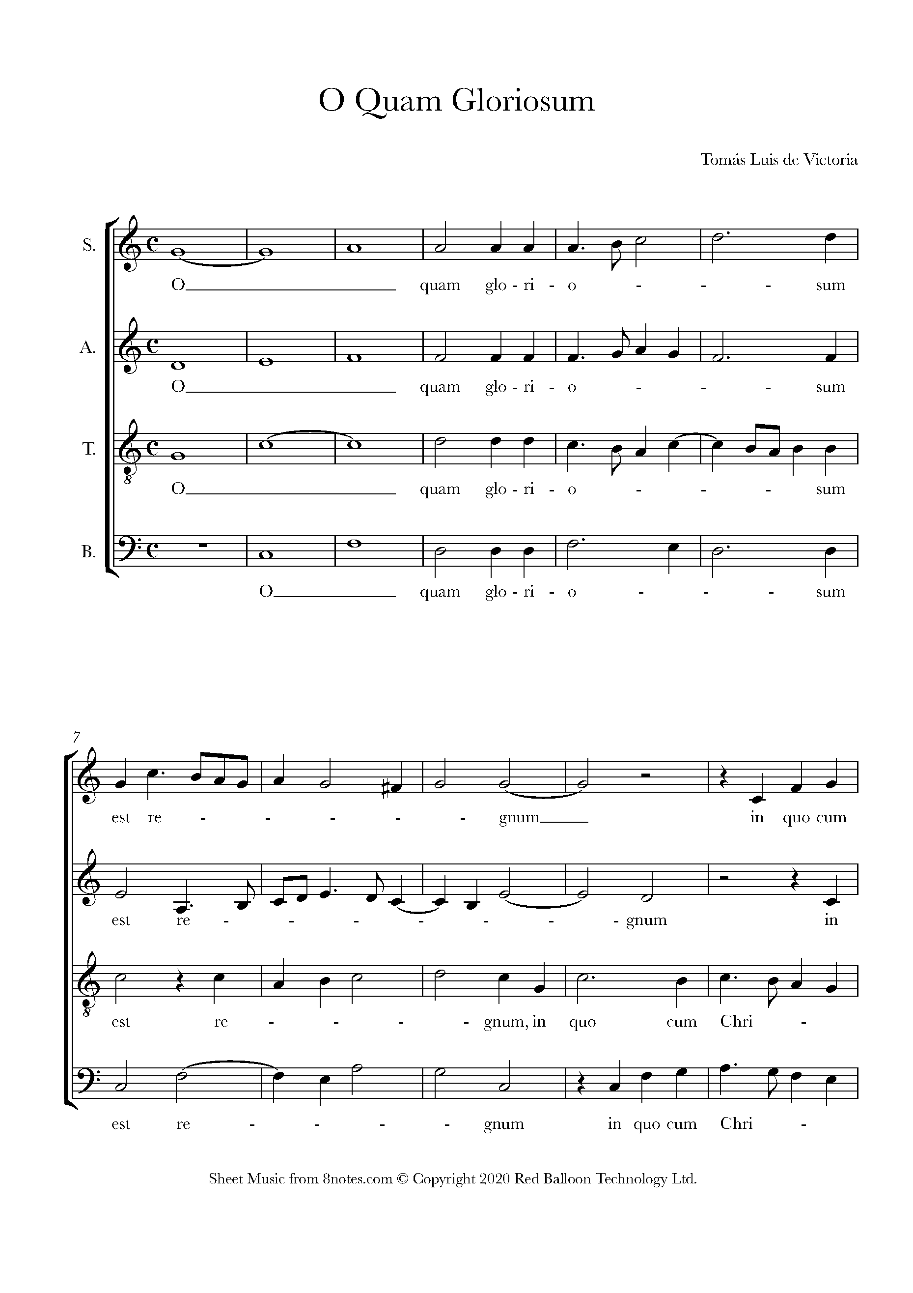 Victoria, Tomas Luis da - O Quam Gloriosum (Motet) Sheet music for ...