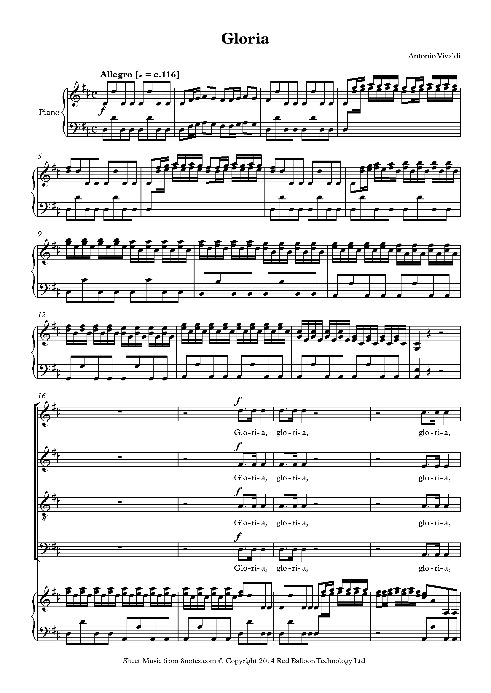 Vivaldi, Antonio - Gloria Sheet music for Choir - 8notes.com