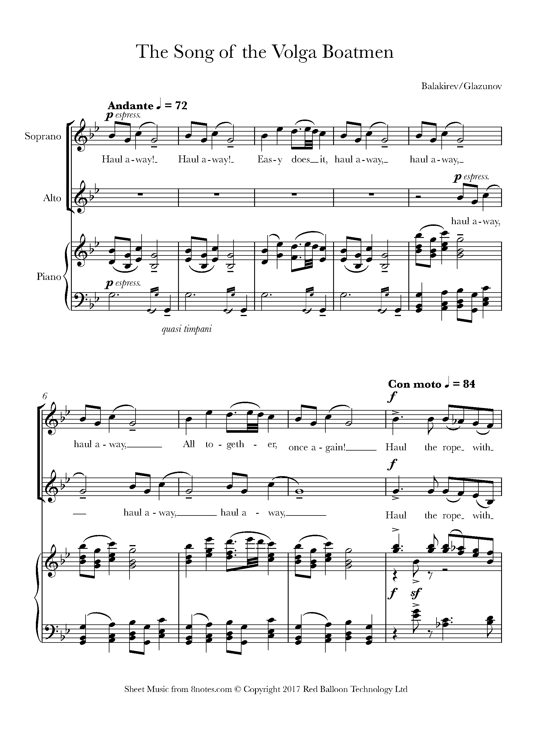 Balakirev, Mily - The Song of the Volga Boatmen Sheet music for Choir ...