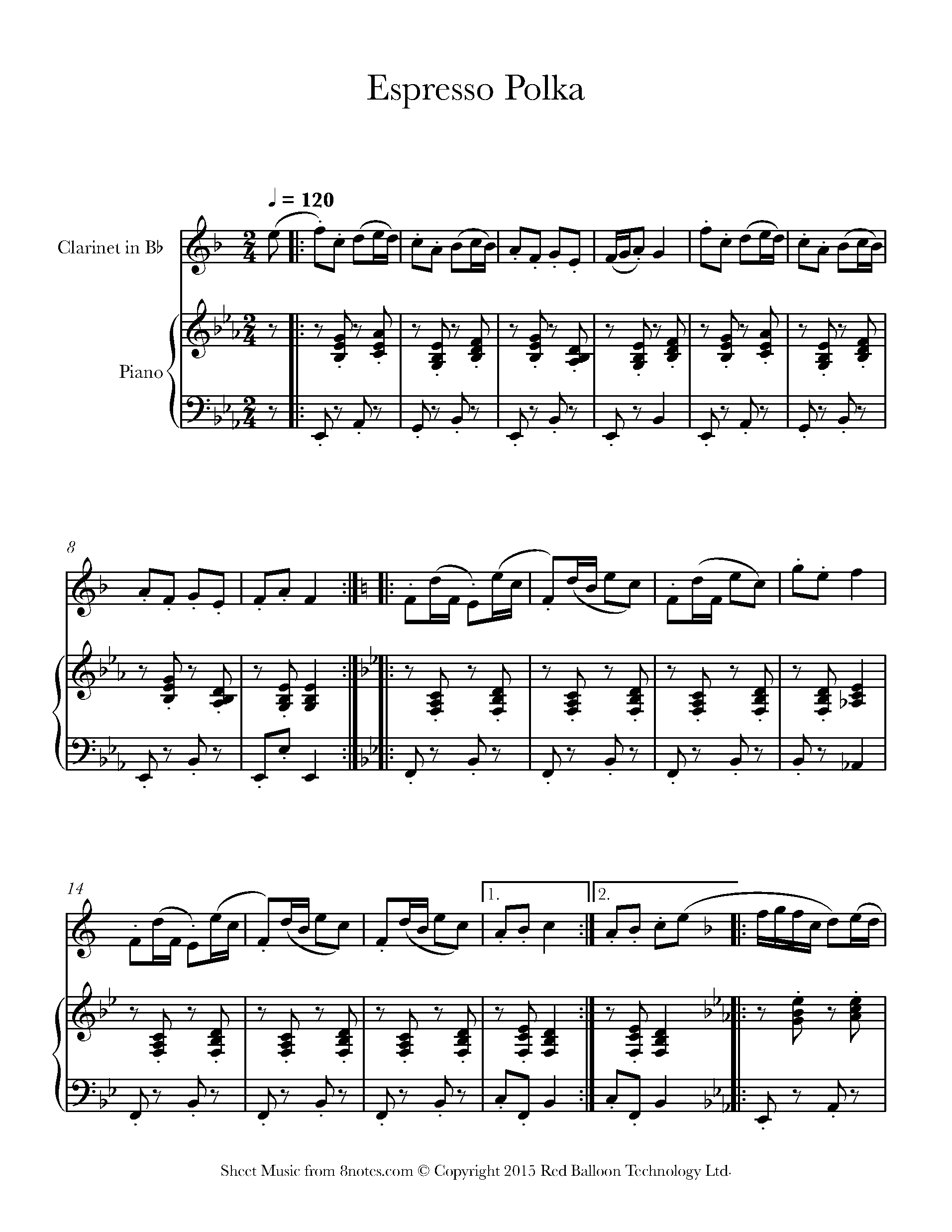 Espresso Polka Sheet music for Clarinet - 8notes.com