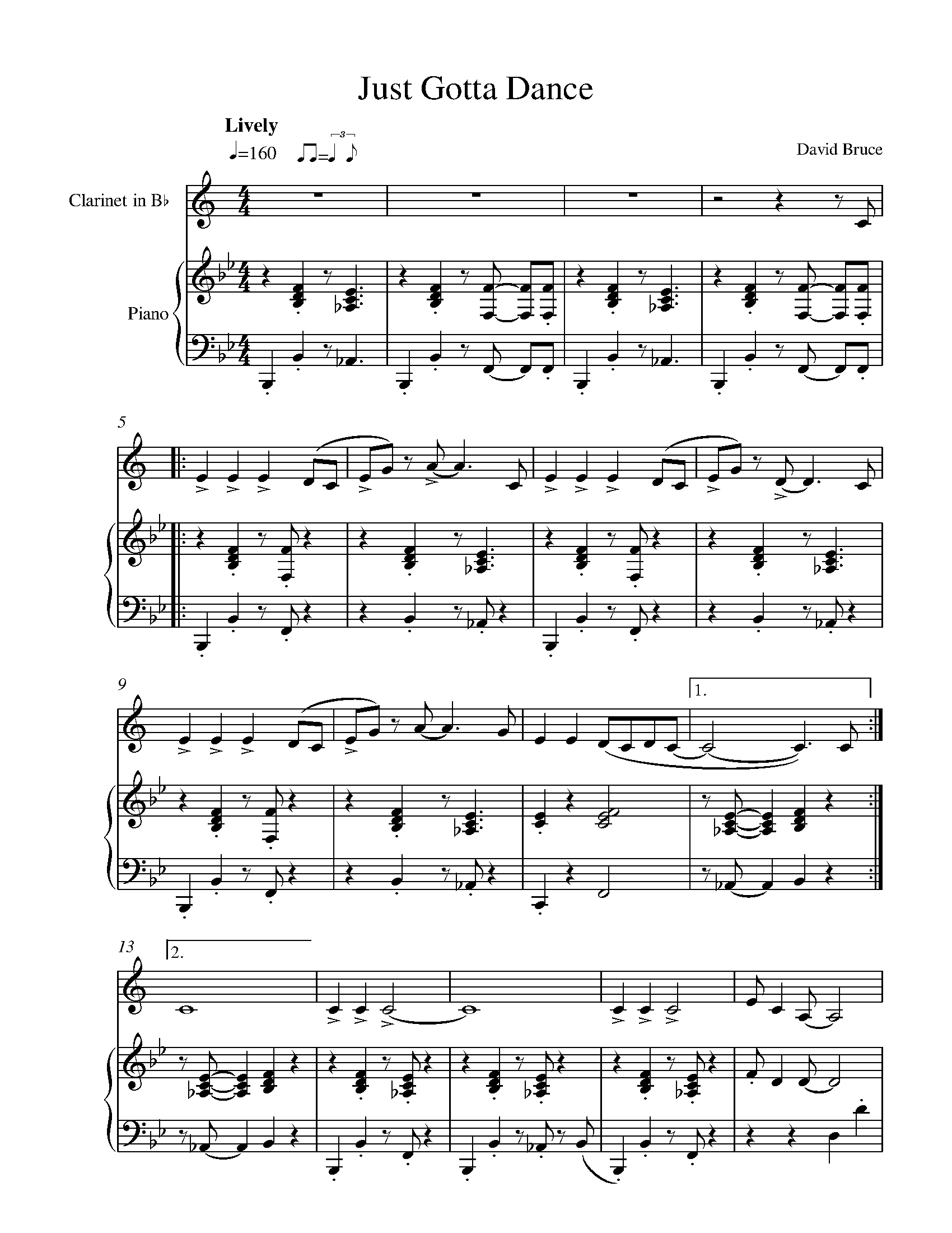 David Bruce - Just Gotta Dance Sheet music for Clarinet - 8notes.com