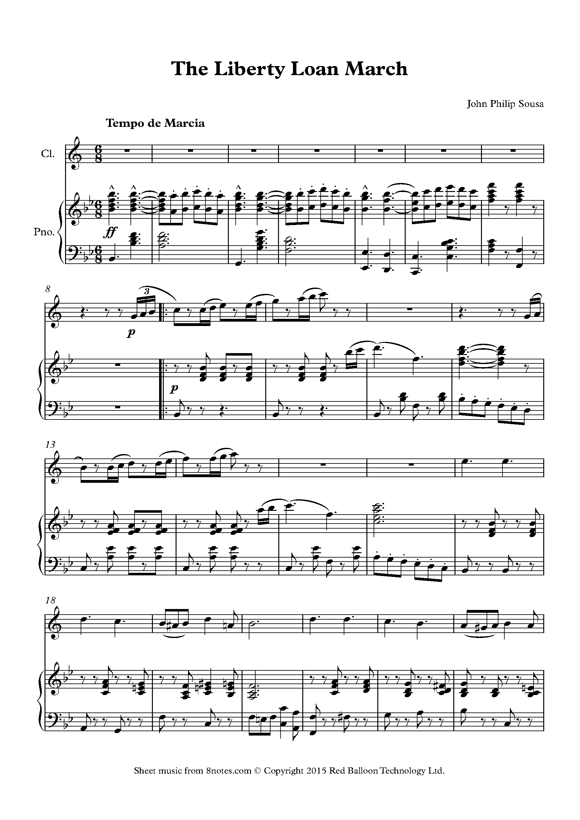 Sousa - The Liberty Loan March Sheet music for Clarinet - 8notes.com