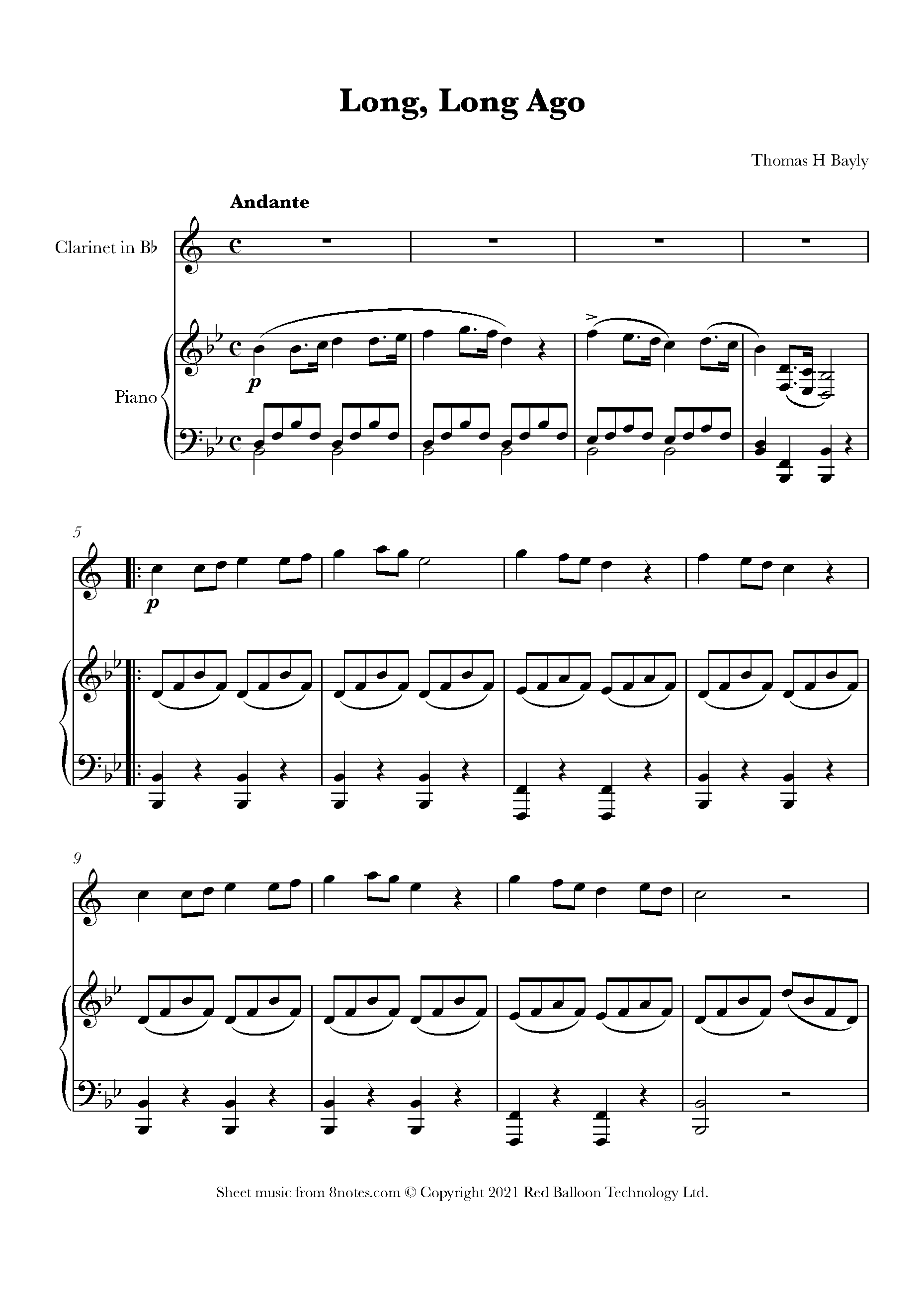 Long, Long Ago Sheet music for Clarinet - 8notes.com
