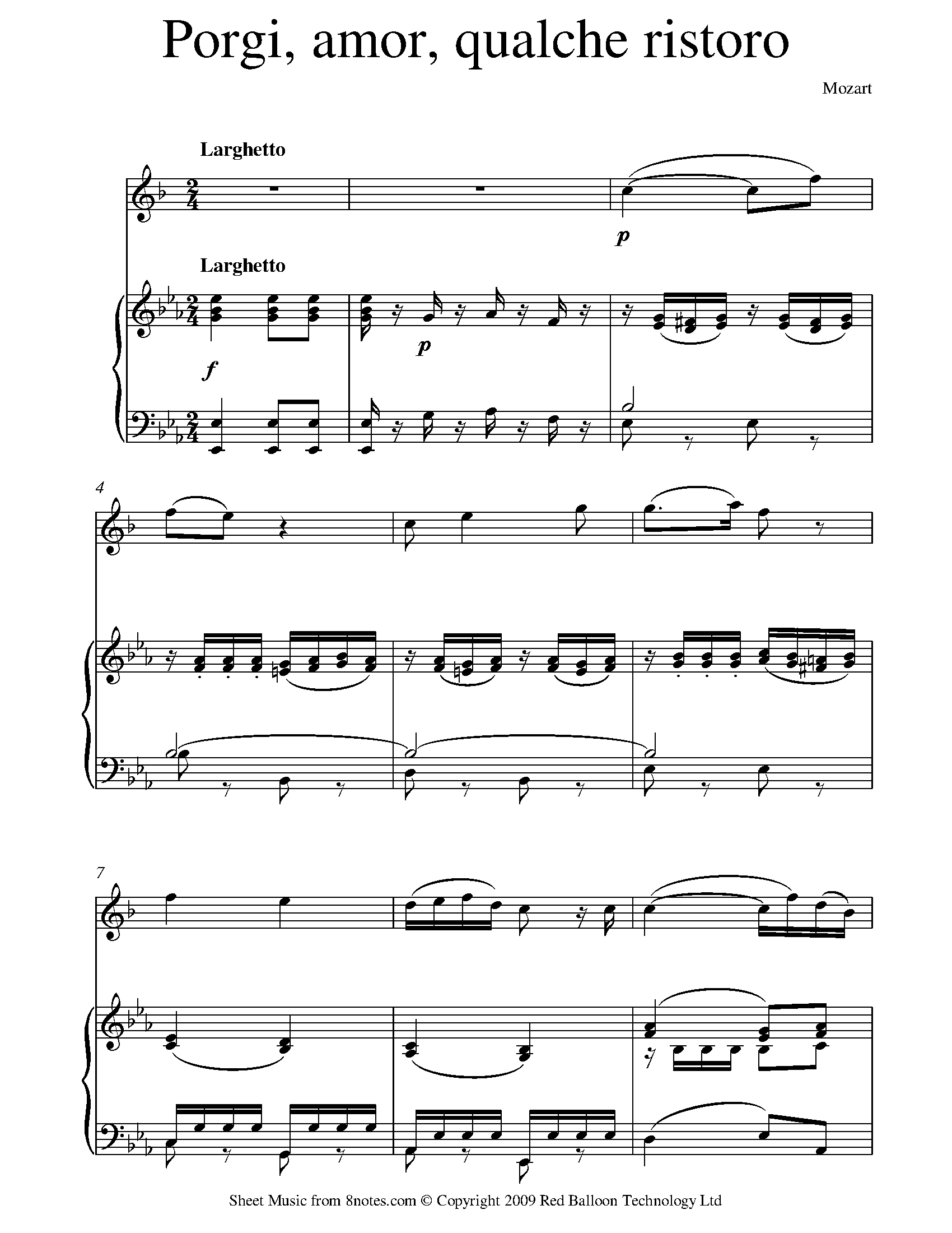 Mozart - Porgi, amor from Marriage of Figaro Sheet music for Clarinet ...