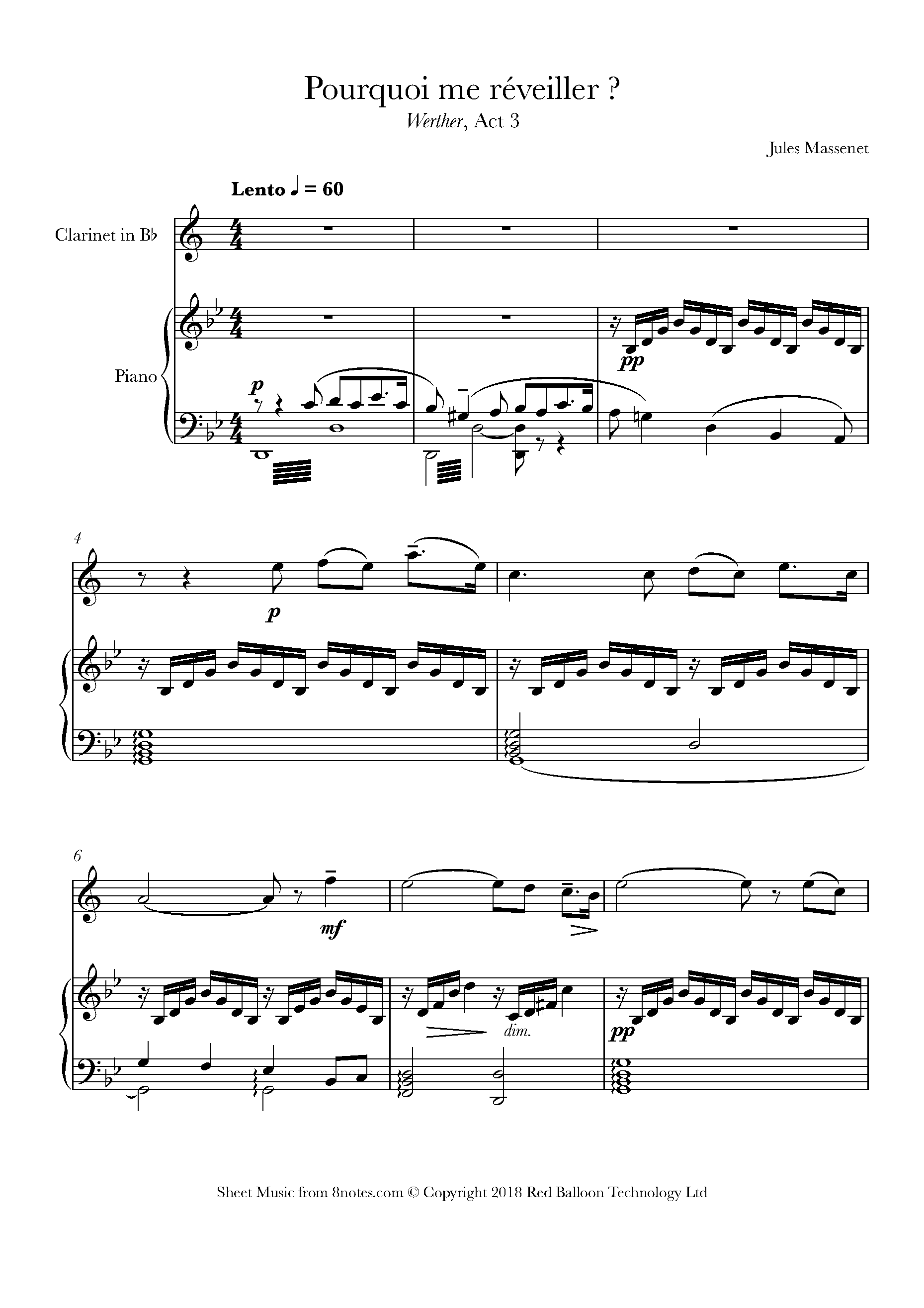 Massenet - ﻿Pourquoi me réveiller? from Werther Sheet music for ...