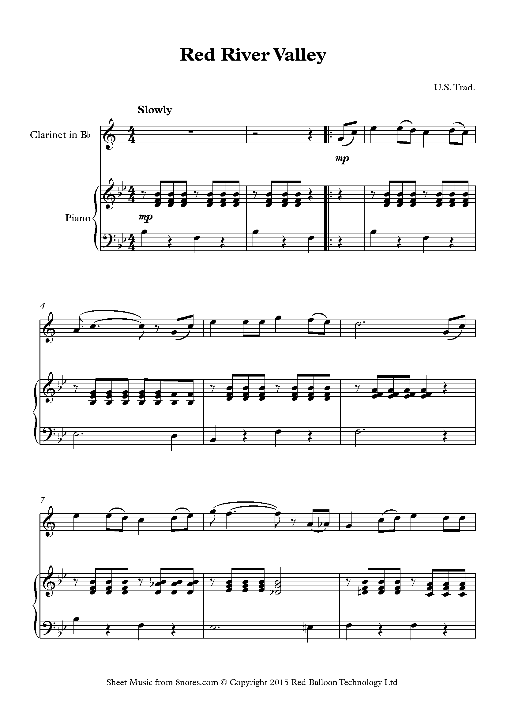 Red River Valley Sheet music for Clarinet - 8notes.com