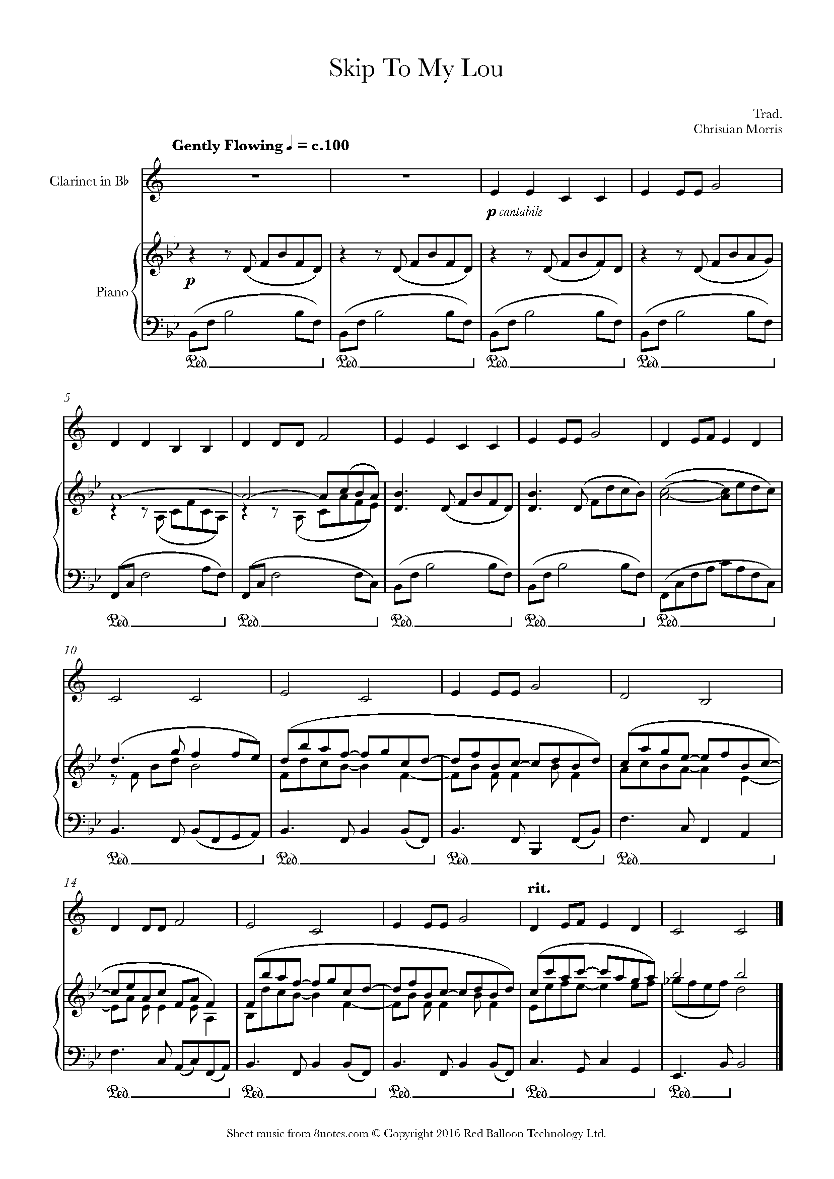 Skip to my lou Sheet music for Clarinet - 8notes.com