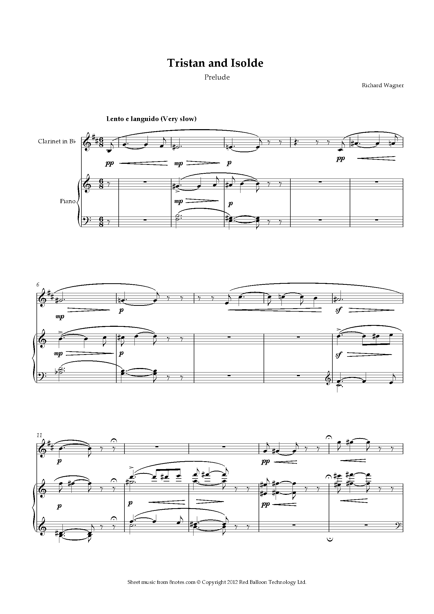 Wagner - Tristan and Isolde Prelude (Opening Excerpt) Sheet music for ...