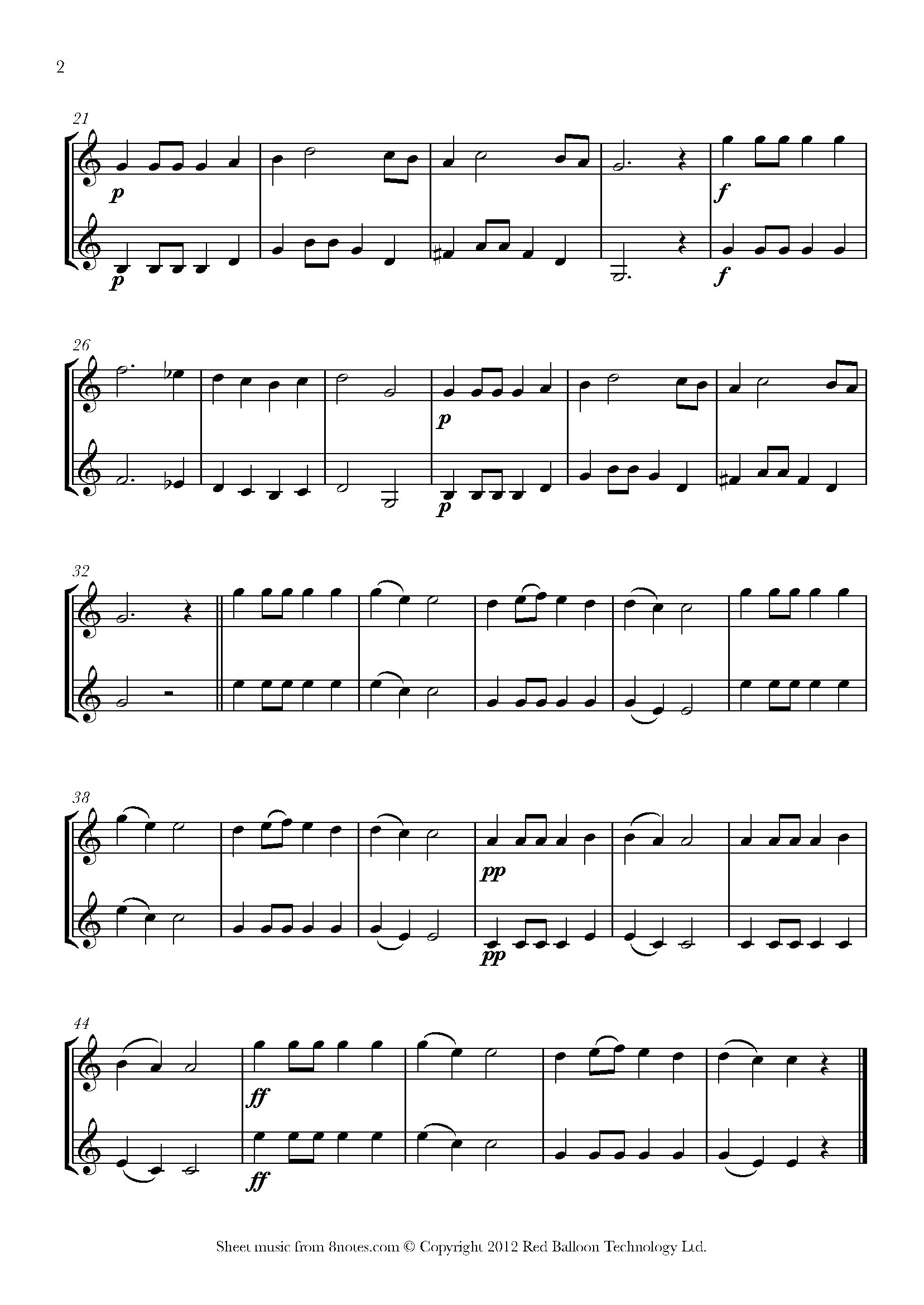 Rossini - 5 Duos No.1 Marcia Sheet music for Clarinet Duet - 8notes.com