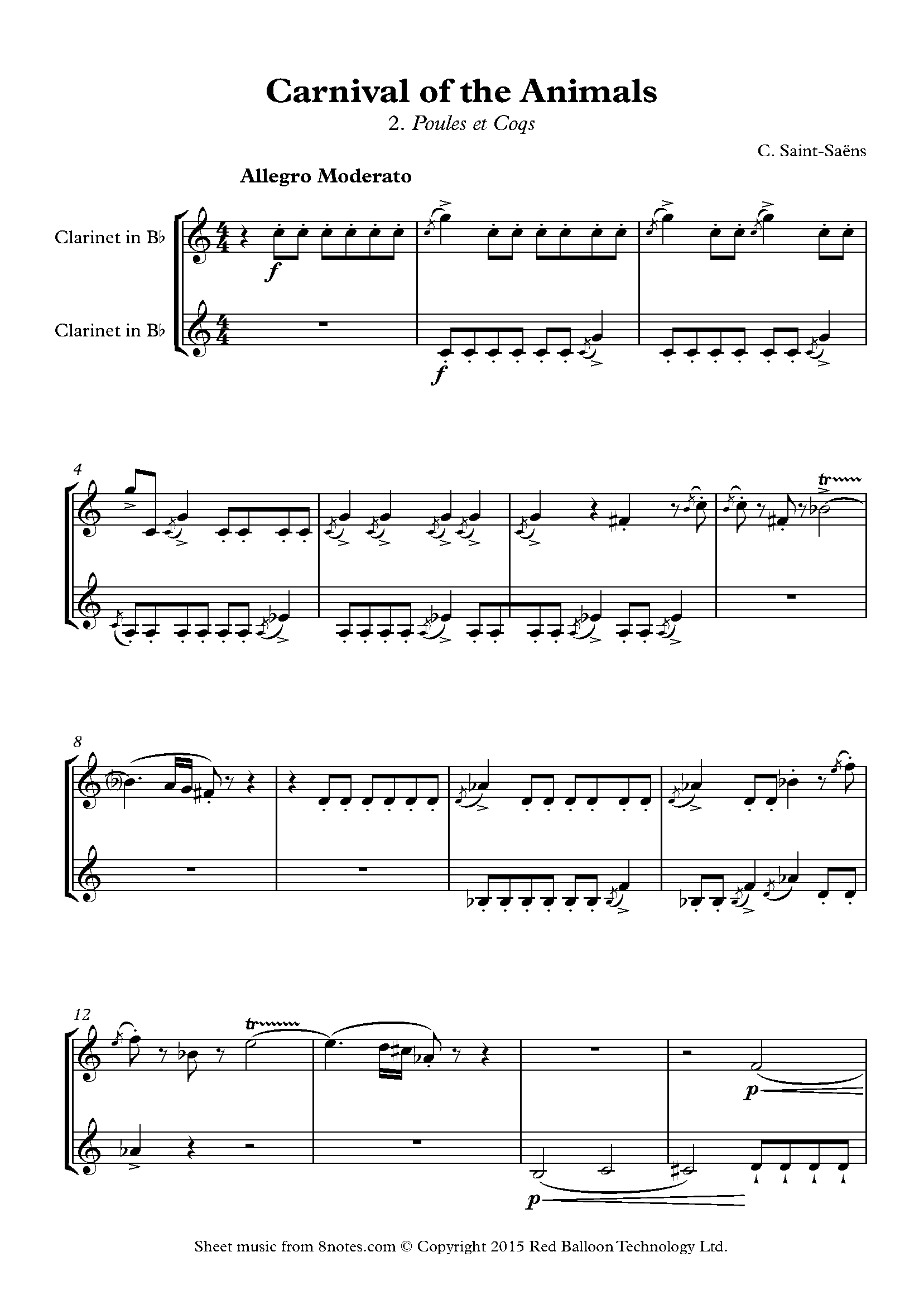 ﻿Saint-Saëns - Poules et Coqs from Carnival of the Animals Sheet music ...