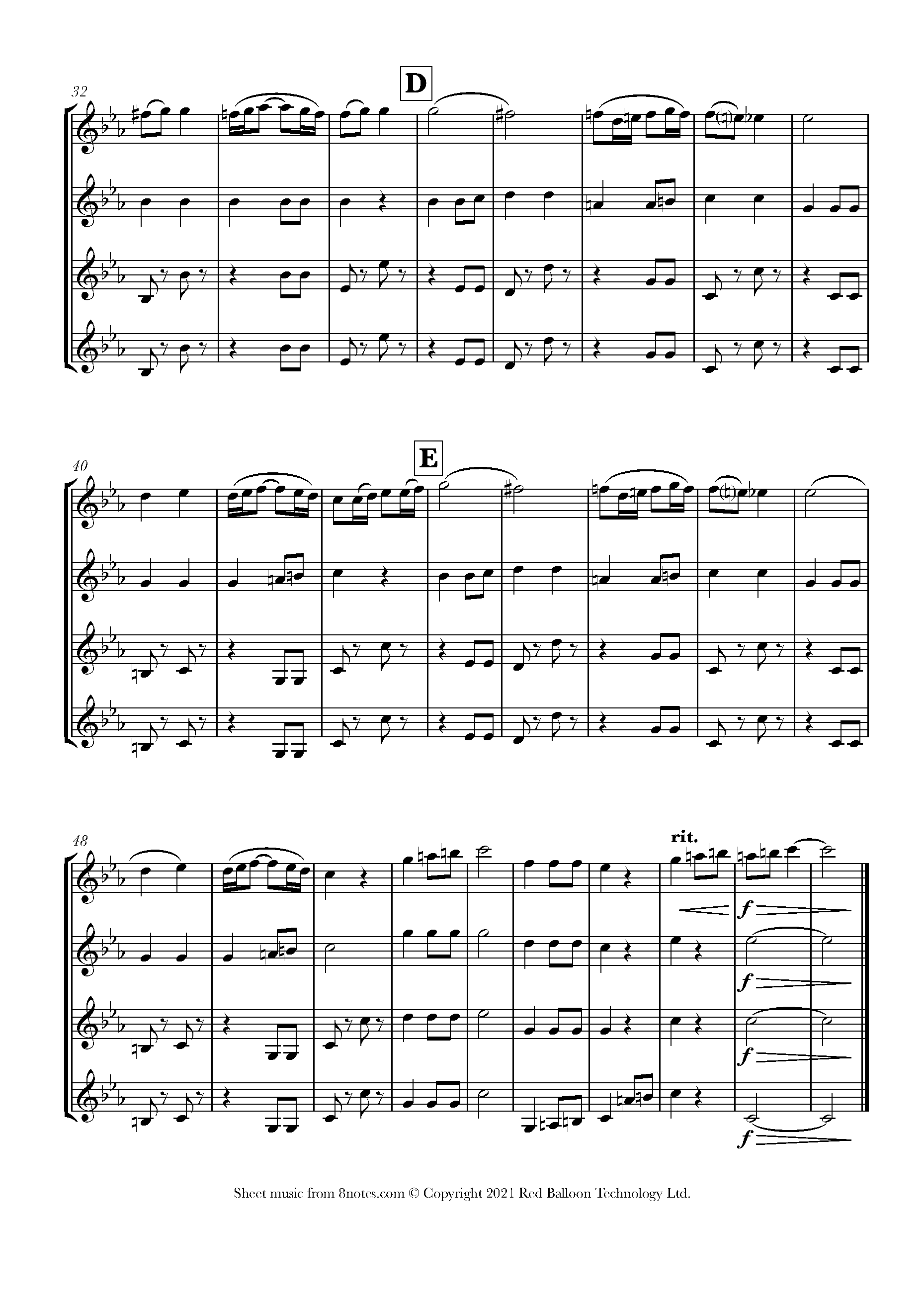 Beethoven - 7th Symphony 2nd mvt theme Sheet music for Clarinet Quartet ...