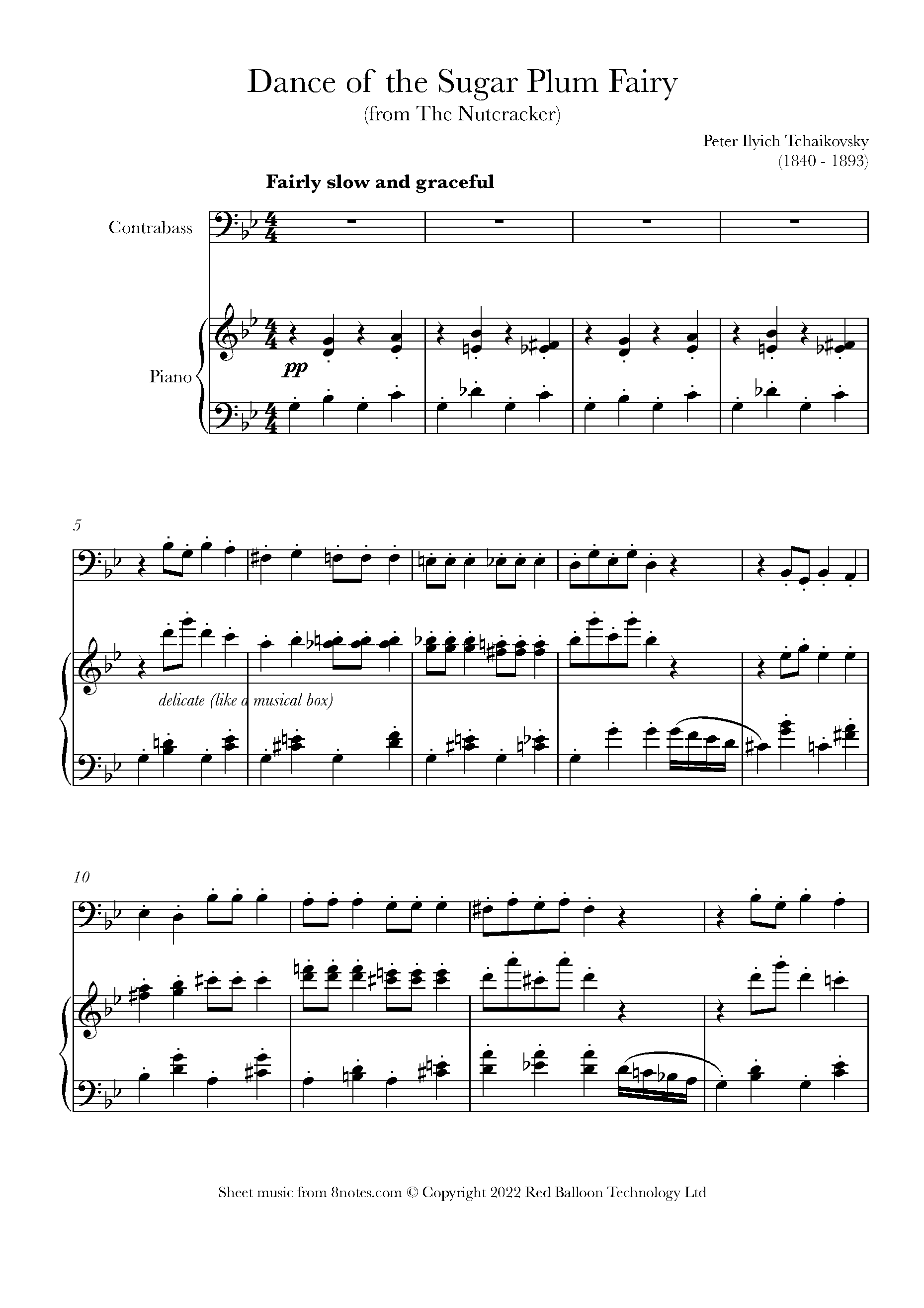 Tchaikovsky - Dance of the Sugar Plum Fairy from the Nutcracker Sheet ...