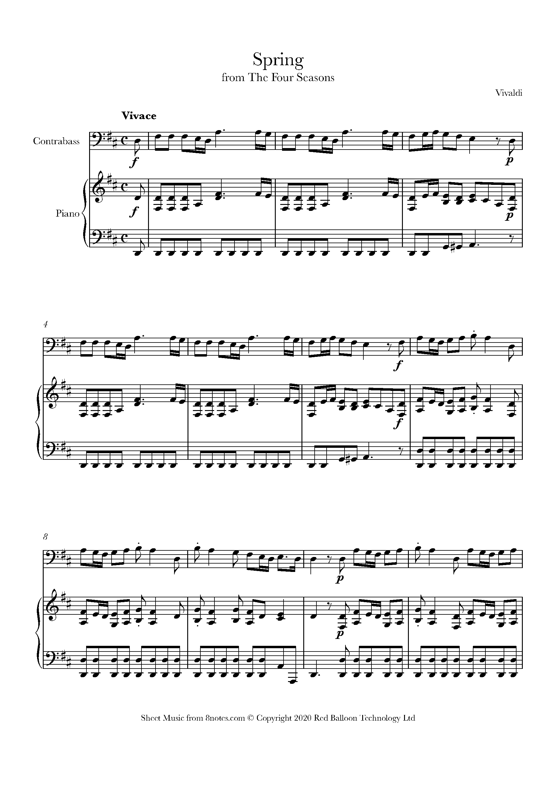 Vivaldi - Spring from The Four Seasons (Longer Version) Sheet music for ...