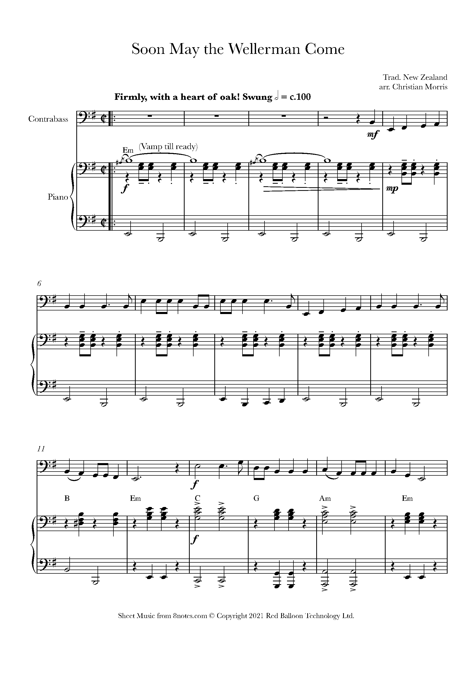 Soon May the Wellerman Come (New Zealand Trad.) Sheet music for Double ...