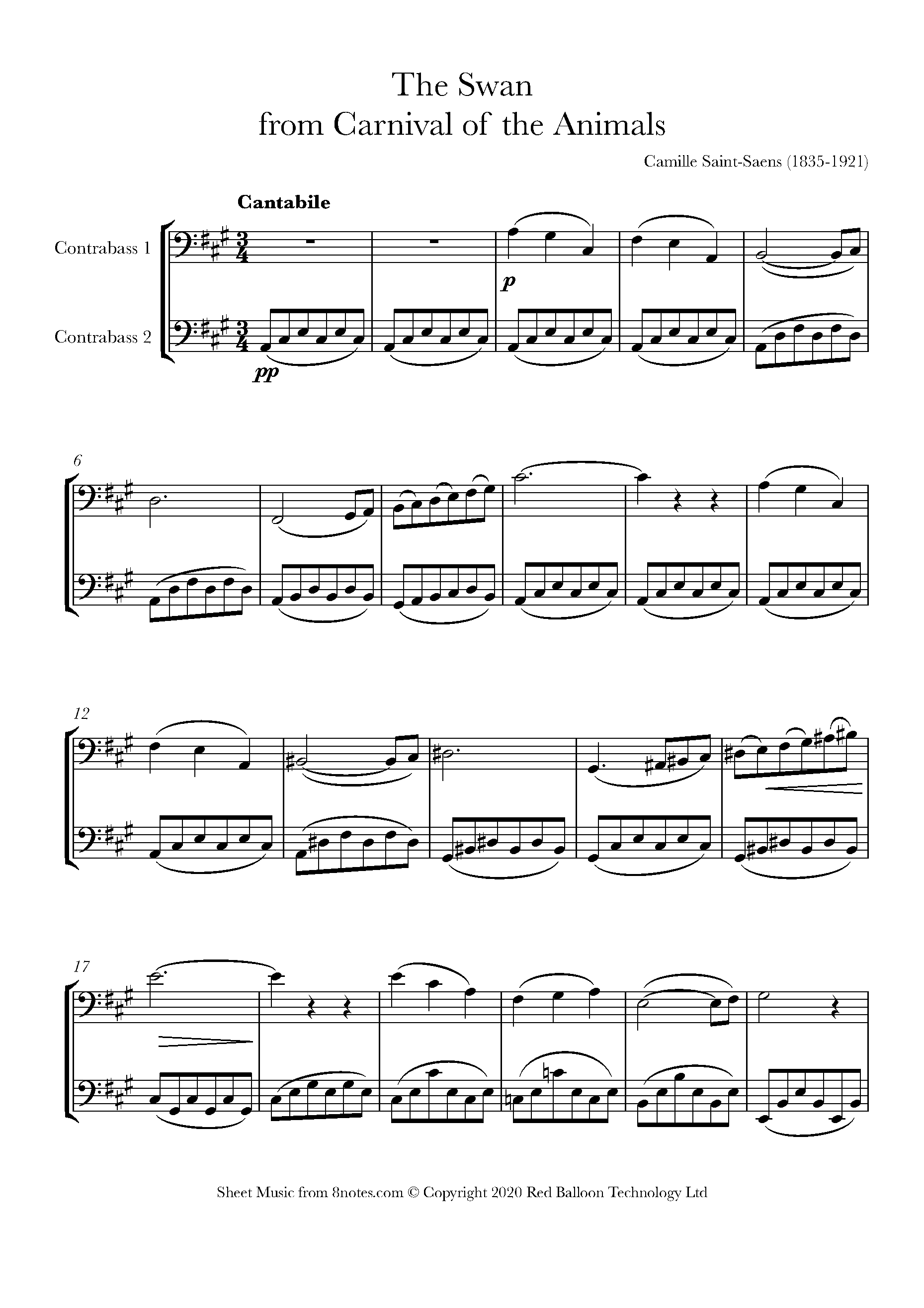 ﻿Saint-Saëns - The Swan from Carnival of the Animals Sheet music for ...
