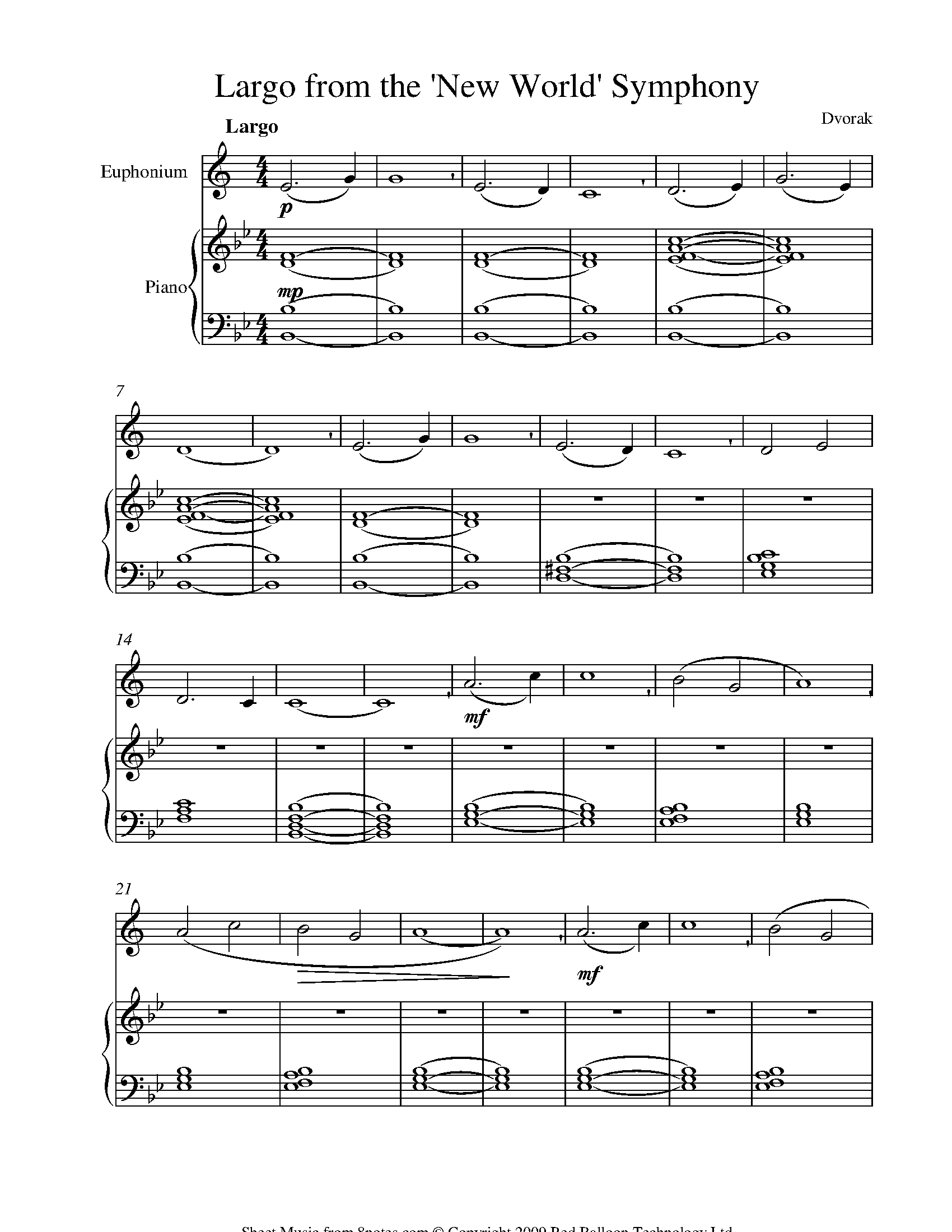 ﻿Dvořák - Largo from the New World Symphony Sheet music for Euphonium ...