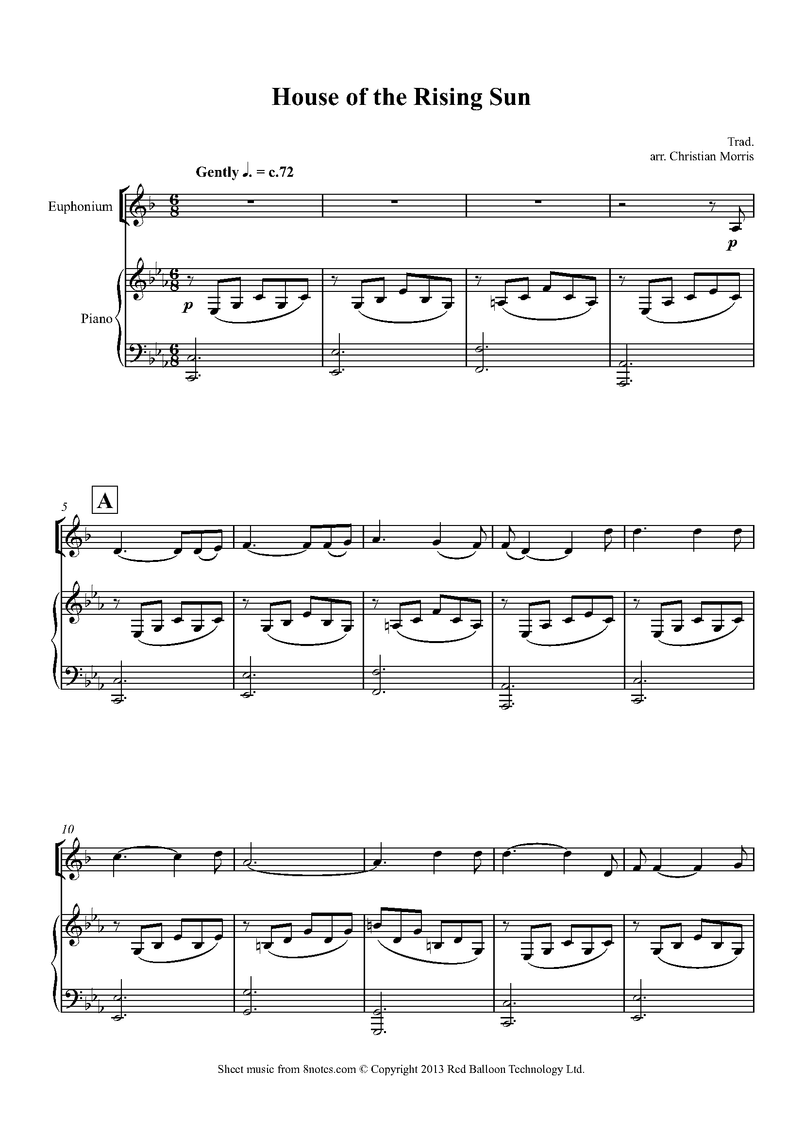 House of the Rising Sun Sheet music for Euphonium - 8notes.com