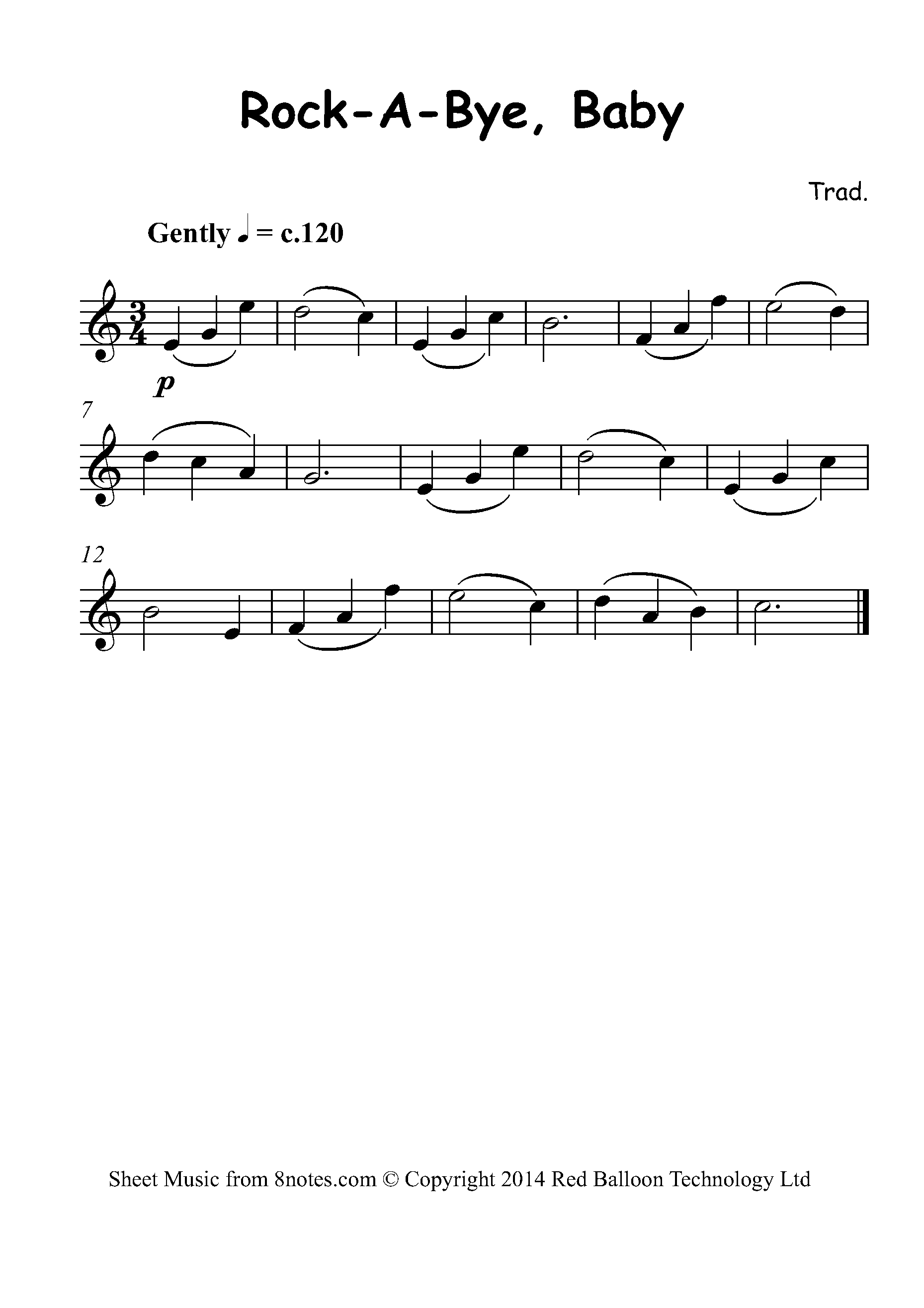 Rock-A-Bye, Baby Sheet music for Euphonium - 8notes.com