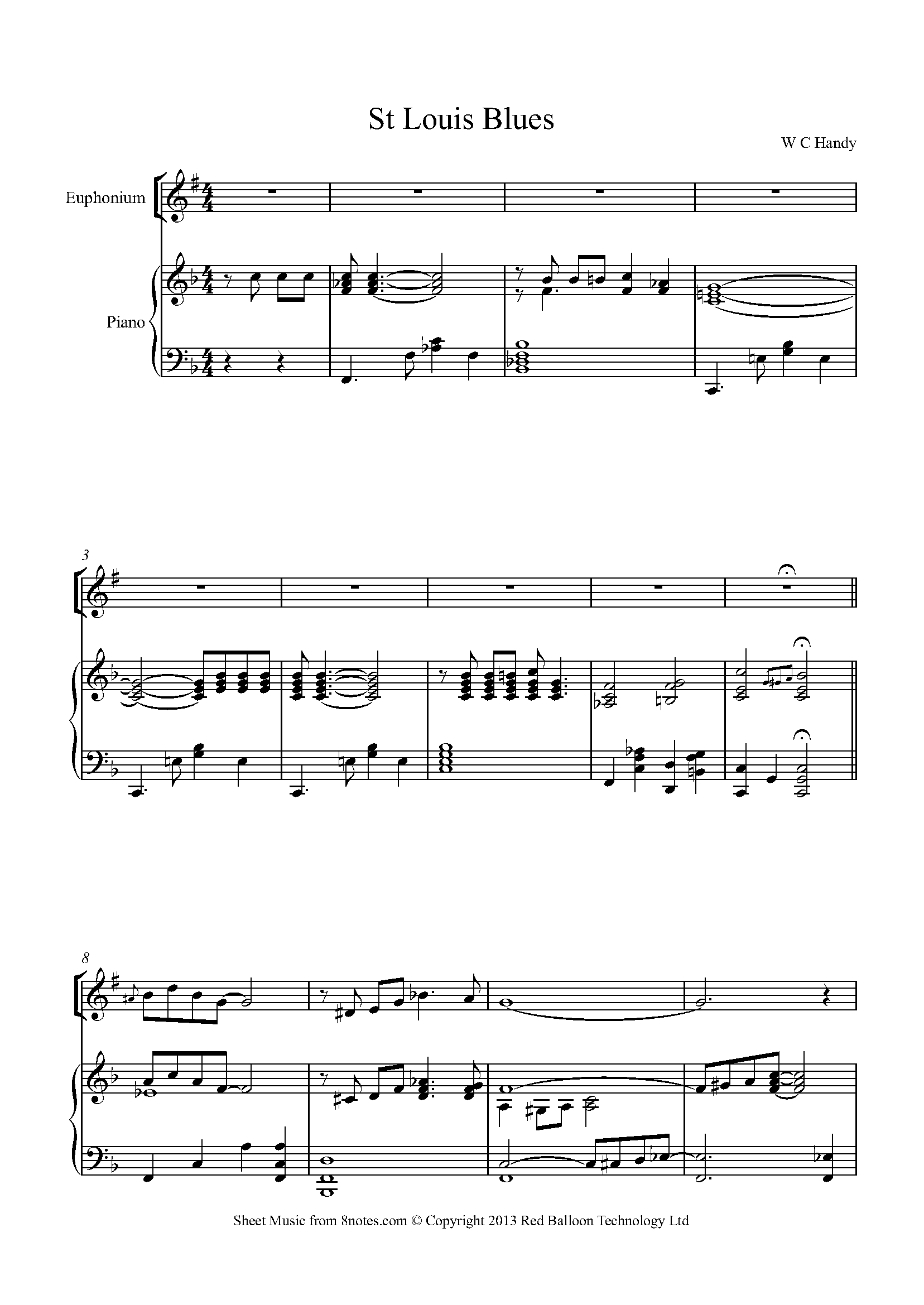 W C Handy - St Louis Blues Sheet music for Euphonium - 8notes.com