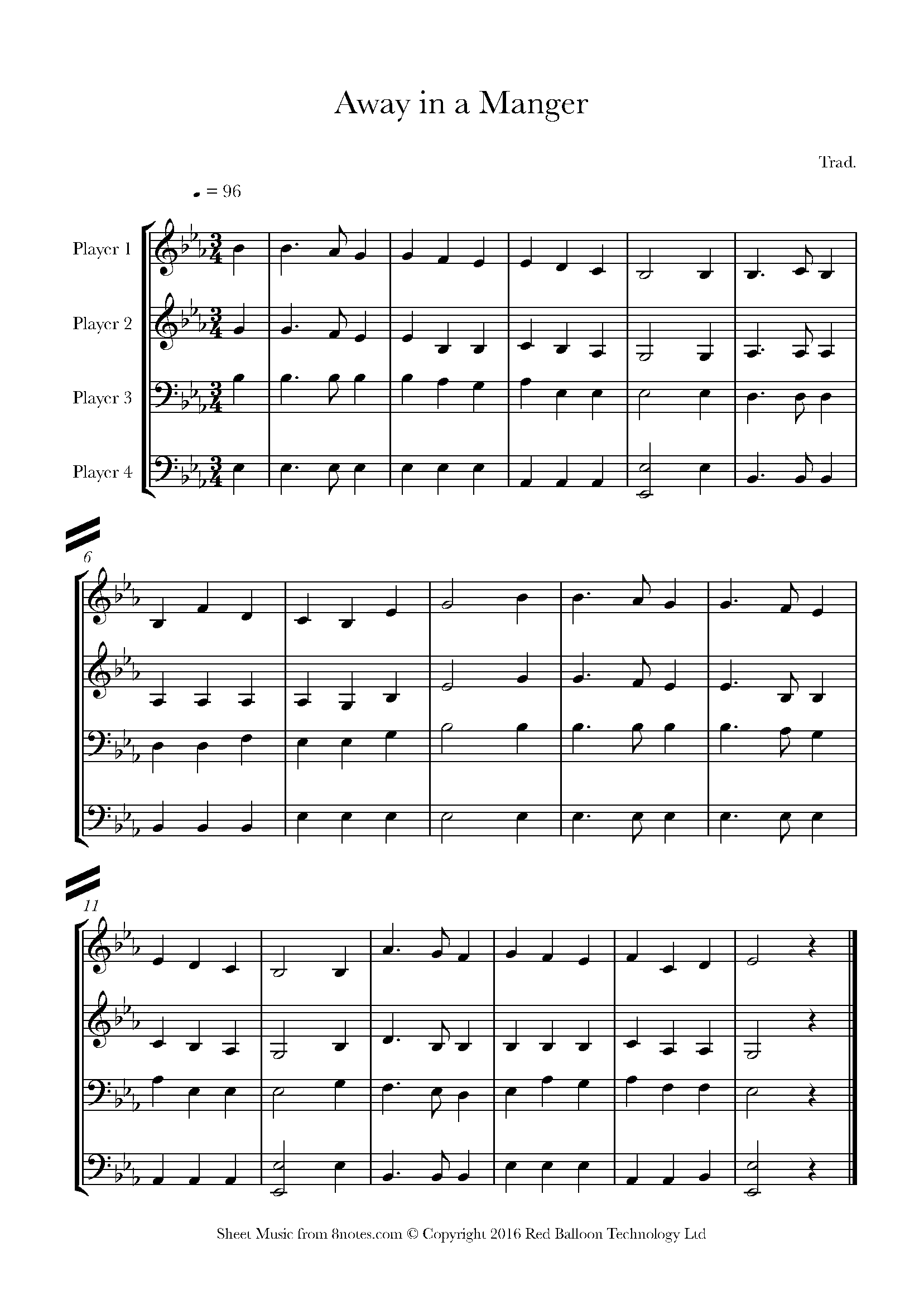 Away in a Manger Sheet music for Flexible Brass Ensemble - 4 Players ...