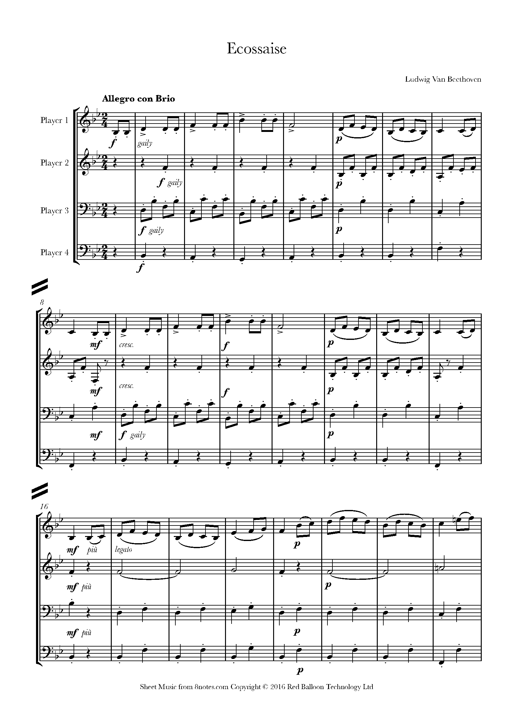 Beethoven - Ecossaise Sheet music for Flexible Brass Ensemble - 4 ...
