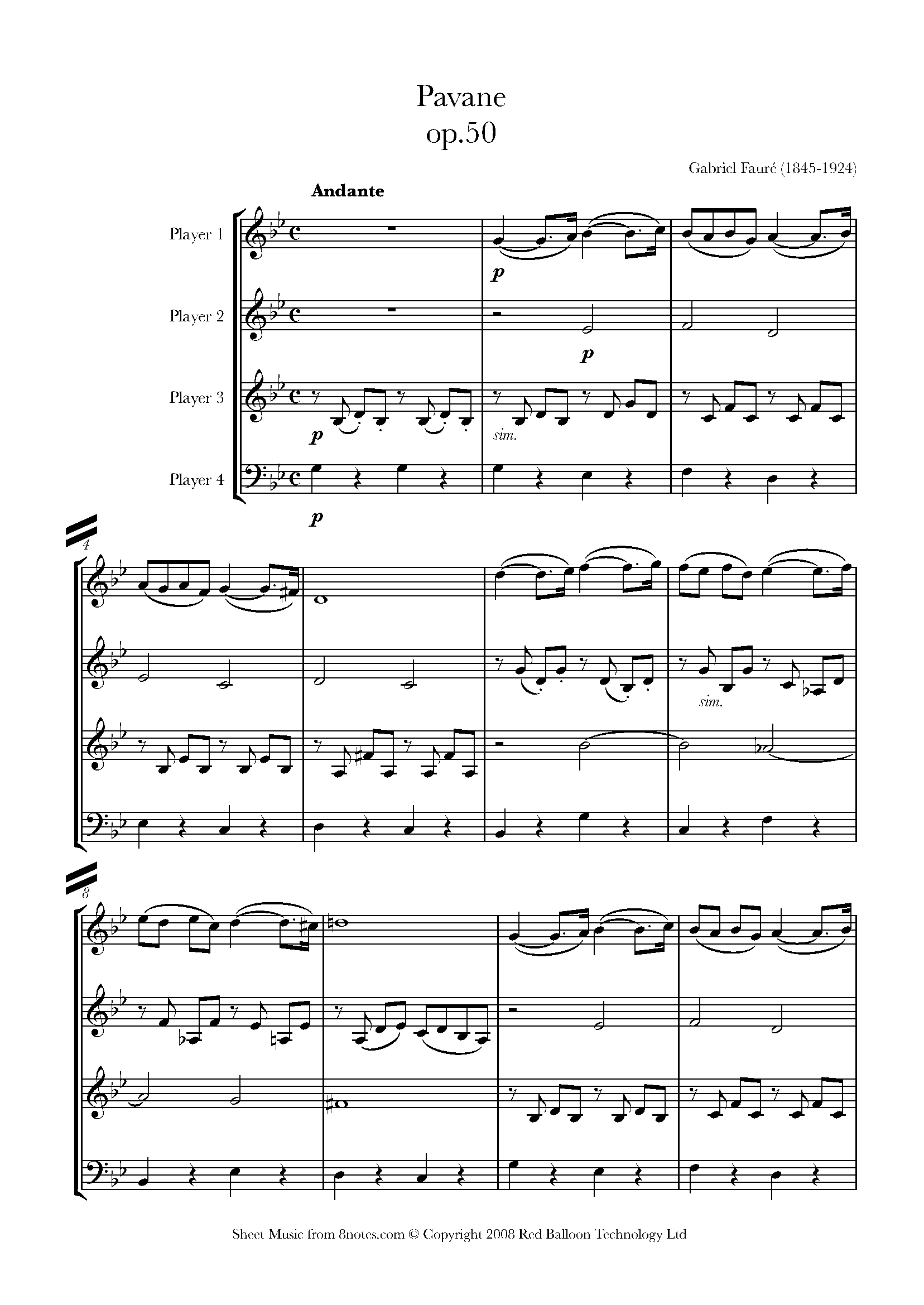 Fauré - Pavane Sheet music for Flexible Brass Ensemble - 4 Players ...