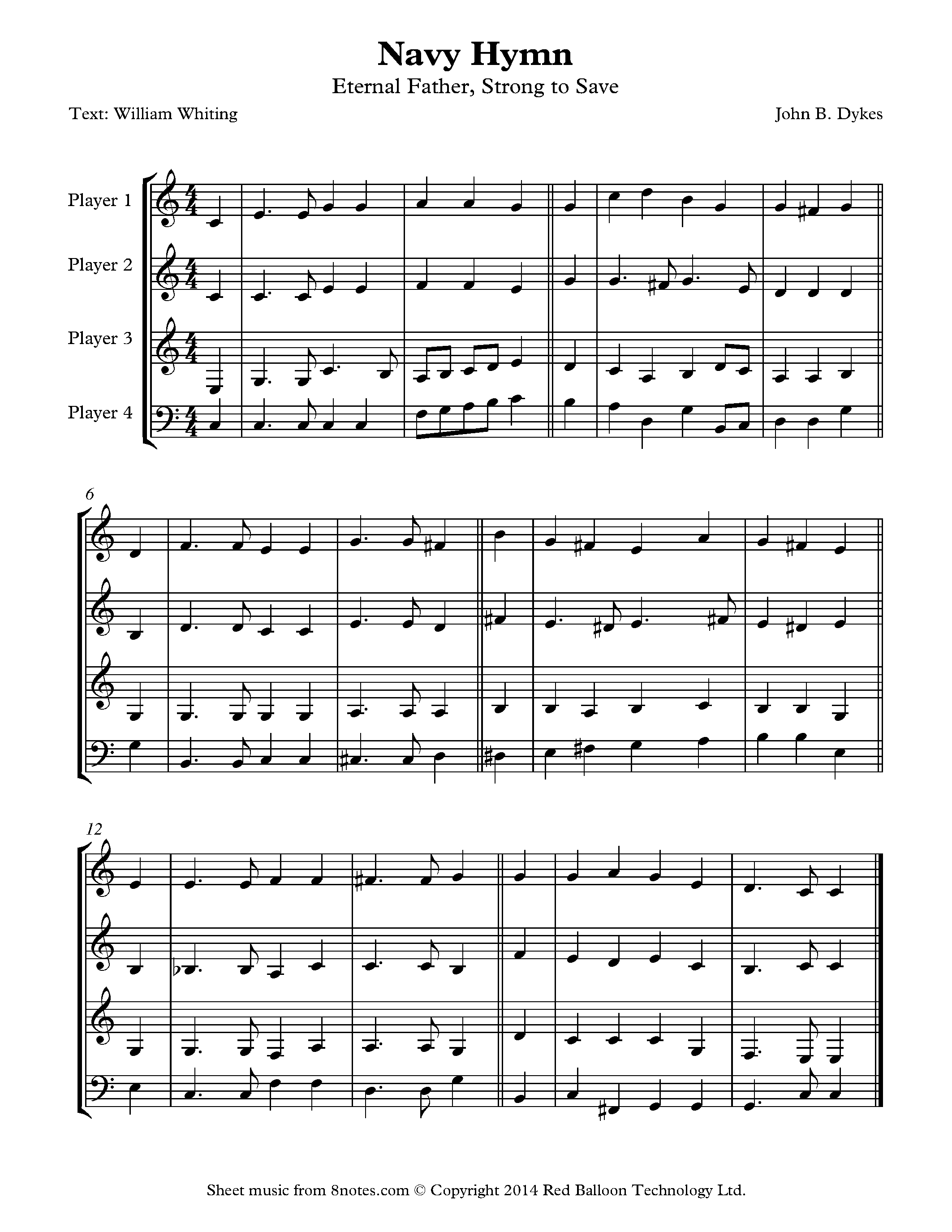 Dykes - Navy Hymn (Eternal Father, Strong to Save) Sheet music for ...