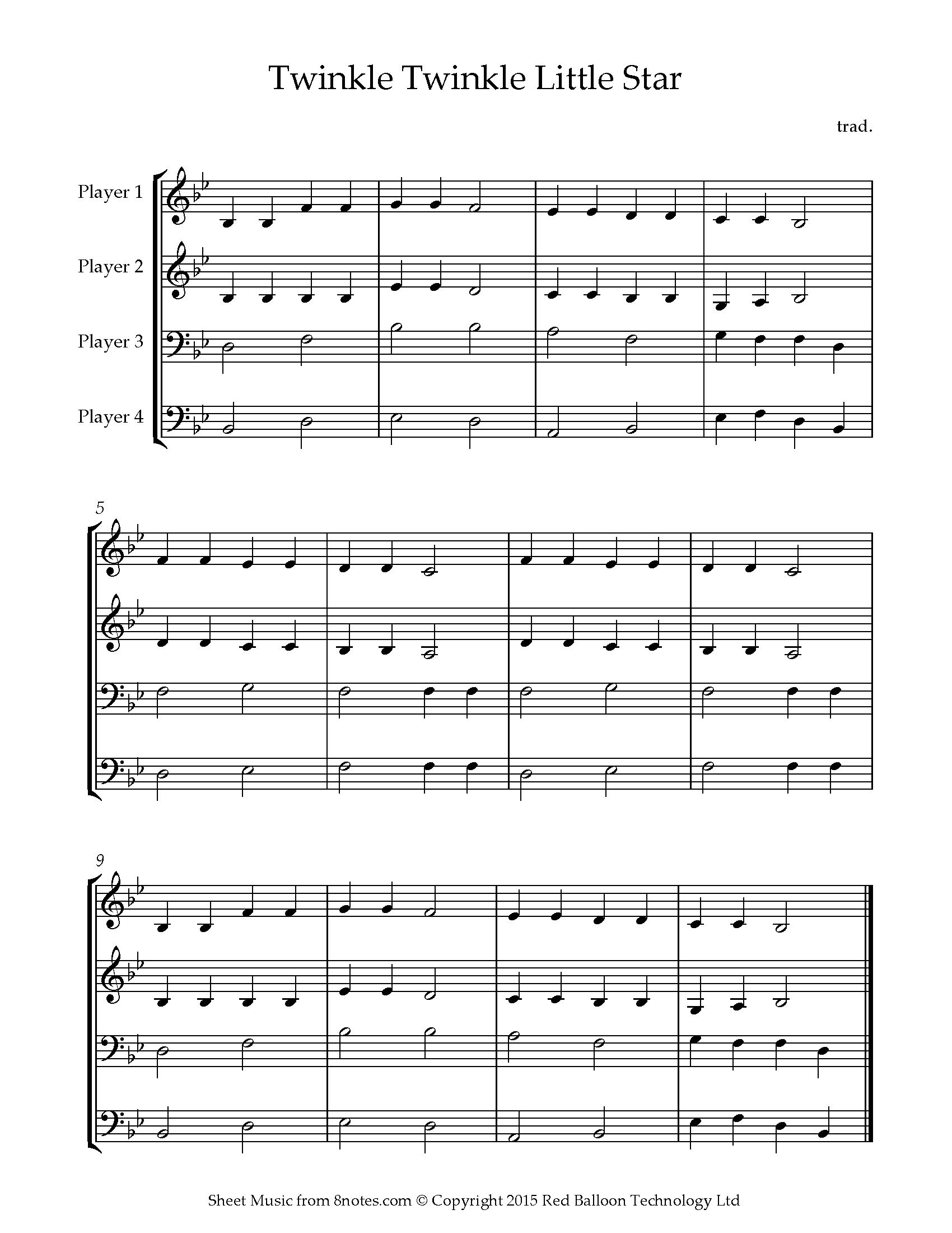 Twinkle Twinkle Little Star Sheet music for Flexible Brass Ensemble - 4 ...