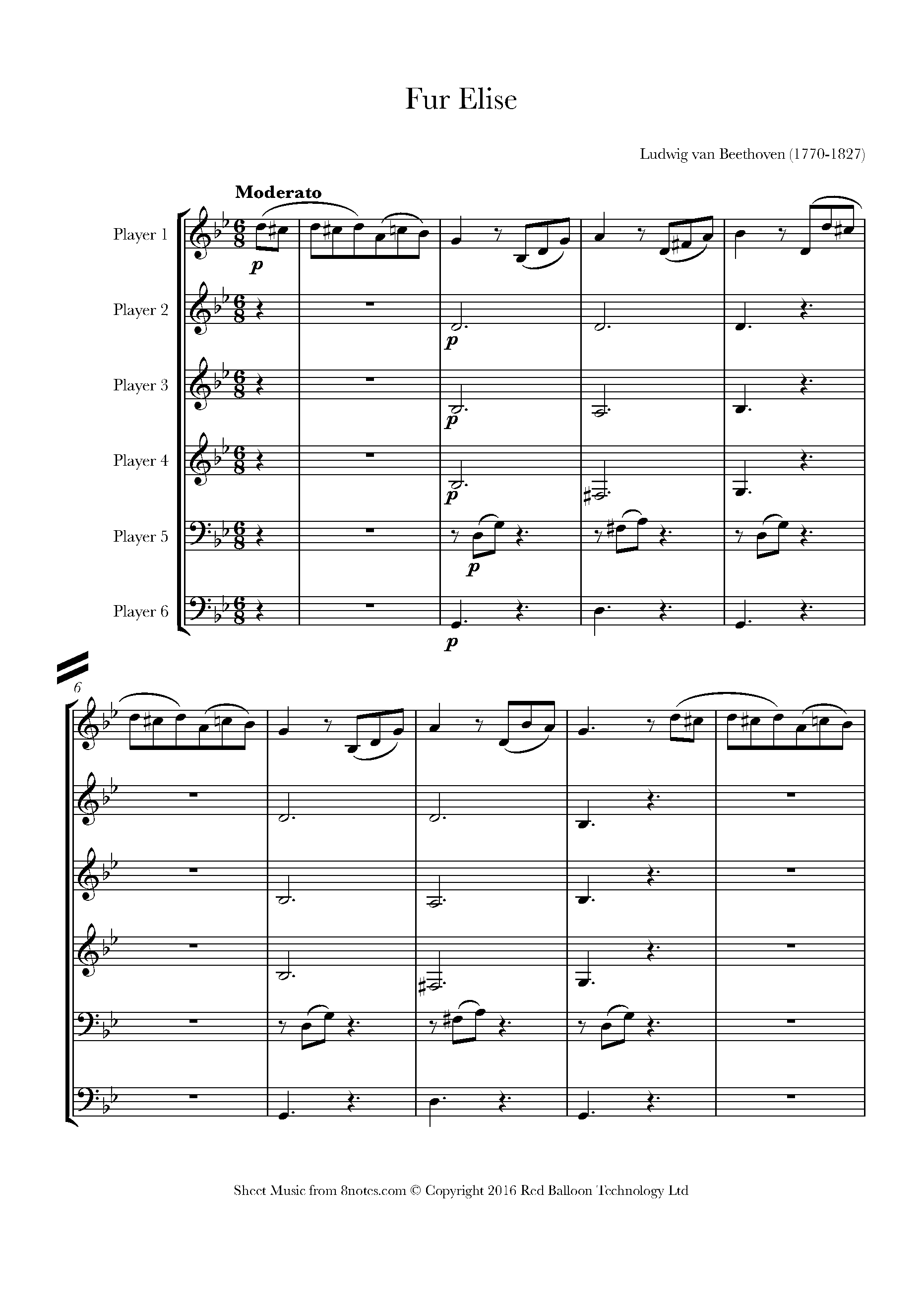 Beethoven - Fur Elise Sheet music for Flexible Brass Ensemble - 6 ...
