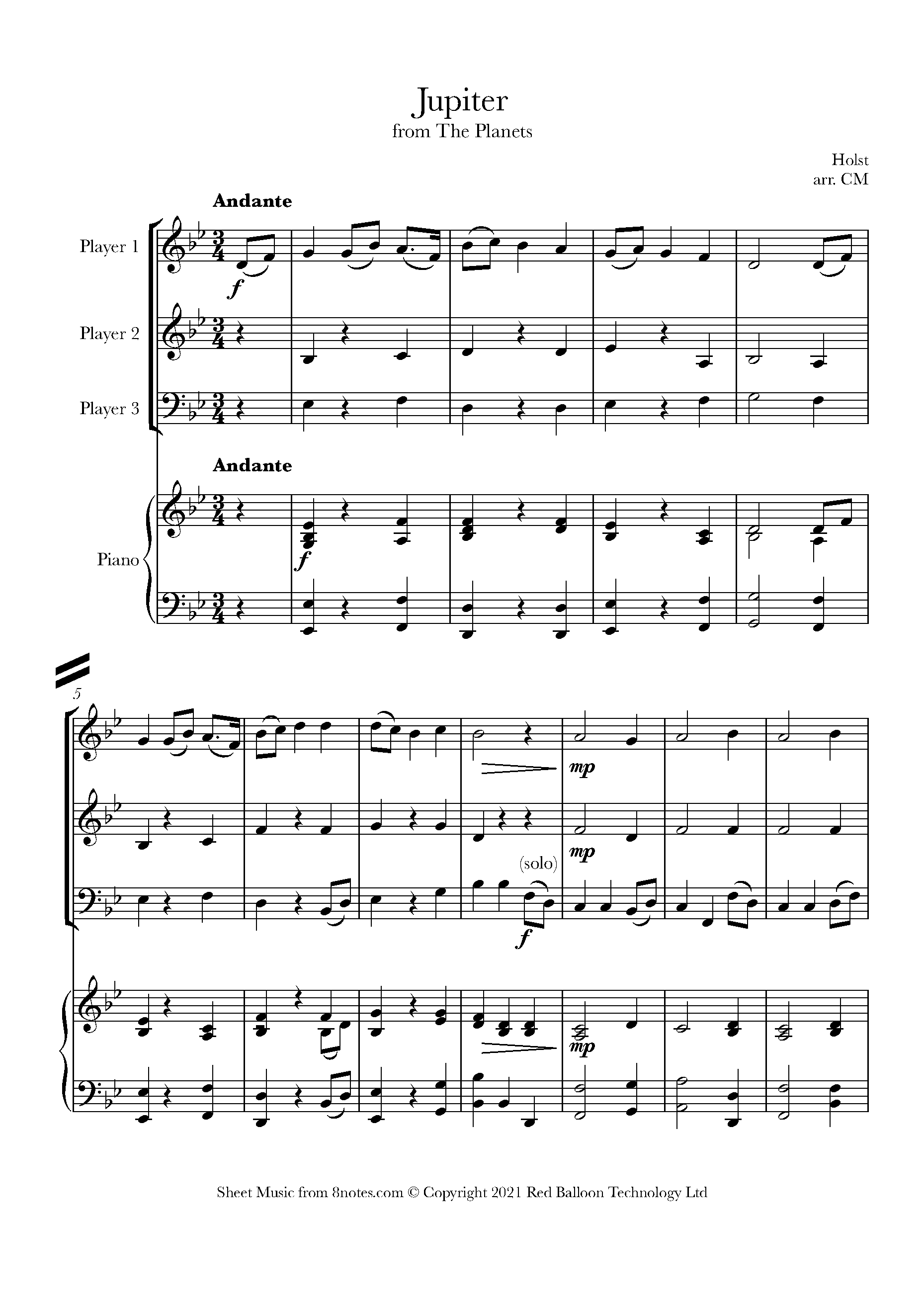 Holst - Jupiter from the Planets (Theme) Sheet music for Flexible ...