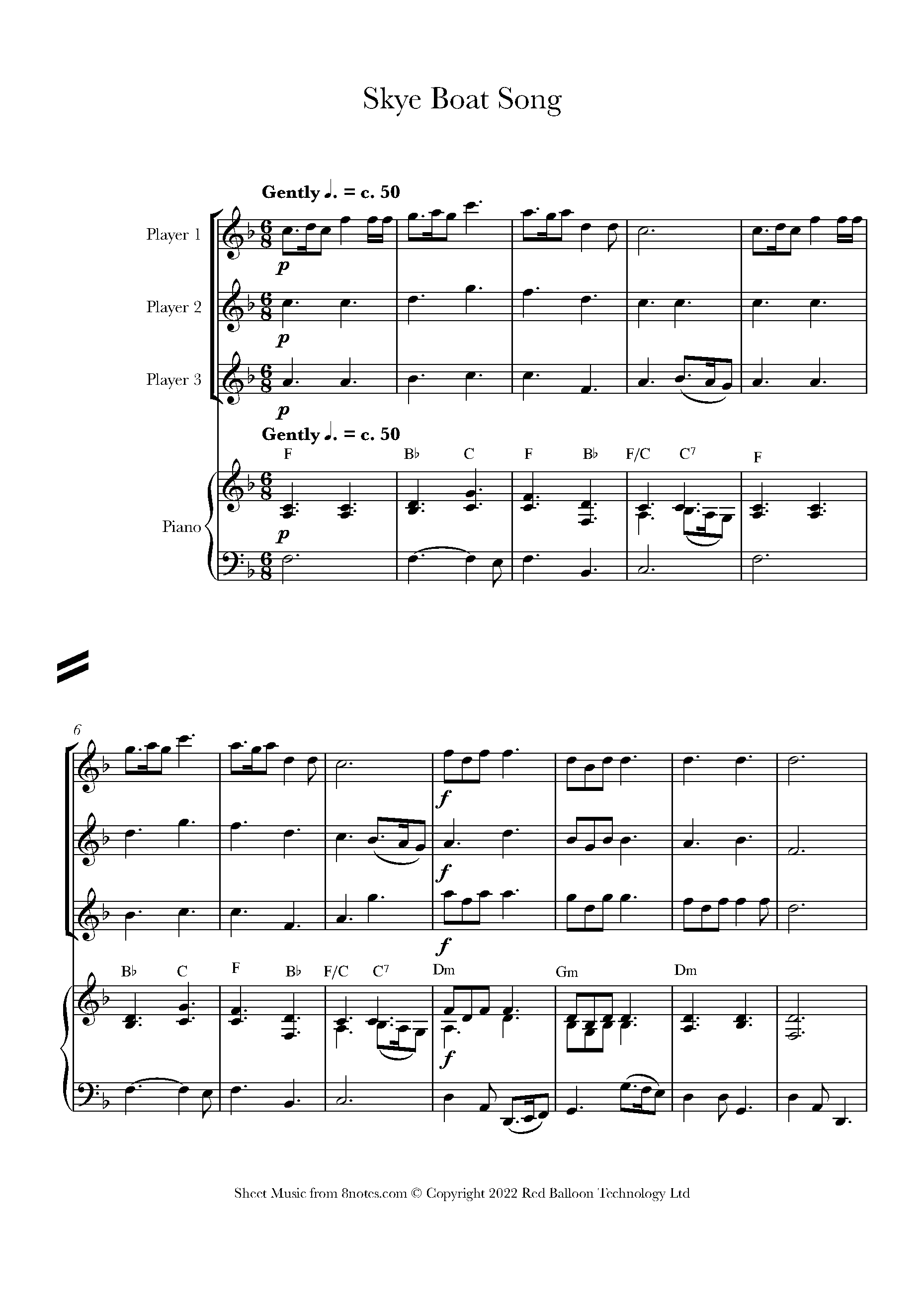 Skye Boat Song Sheet music for Flexible Ensemble and Piano - 3 Players ...