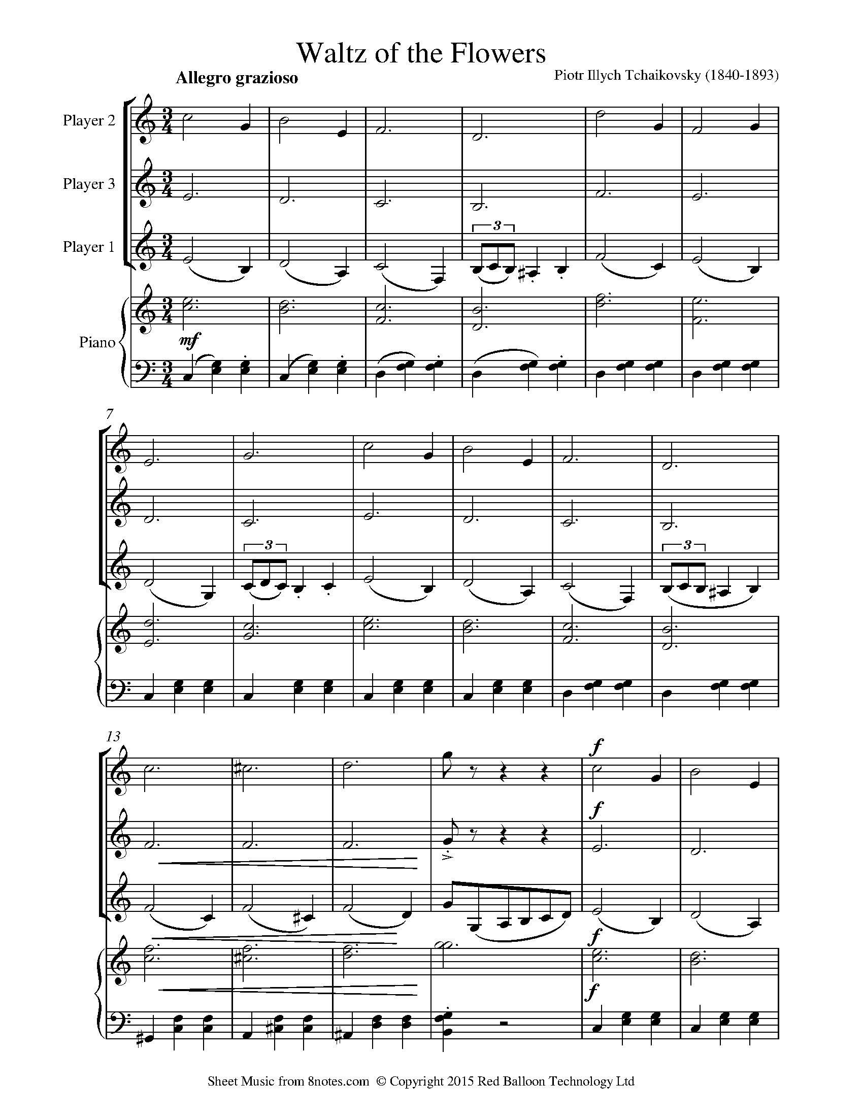 Tchaikovsky - Dance of the Flowers from the Nutcracker Sheet music for ...