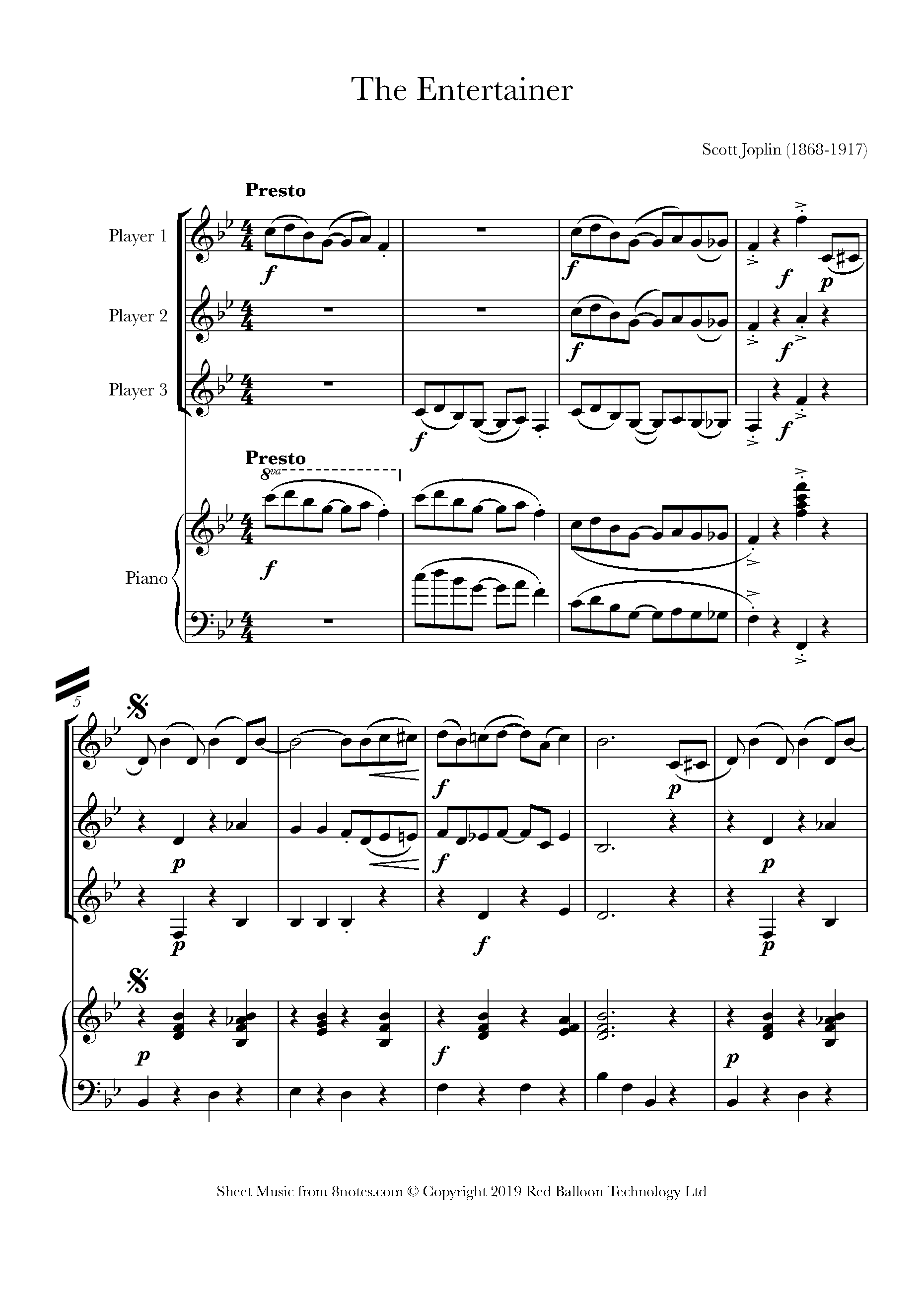Scott Joplin - The Entertainer Sheet music for Flexible Ensemble and ...