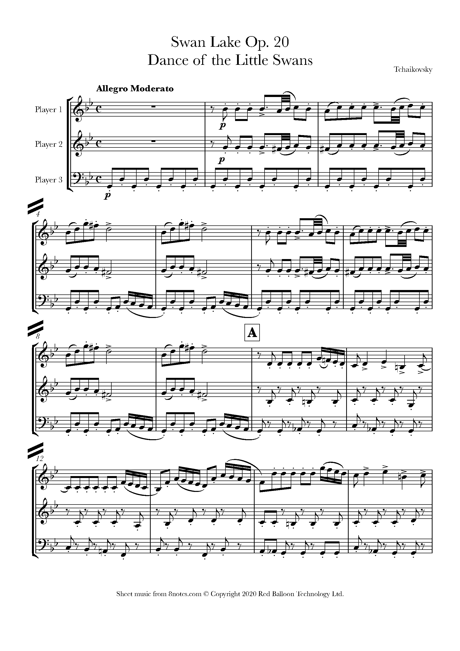 Tchaikovsky - Swan Lake Op. 20 Dance of the Little Swans Sheet music ...
