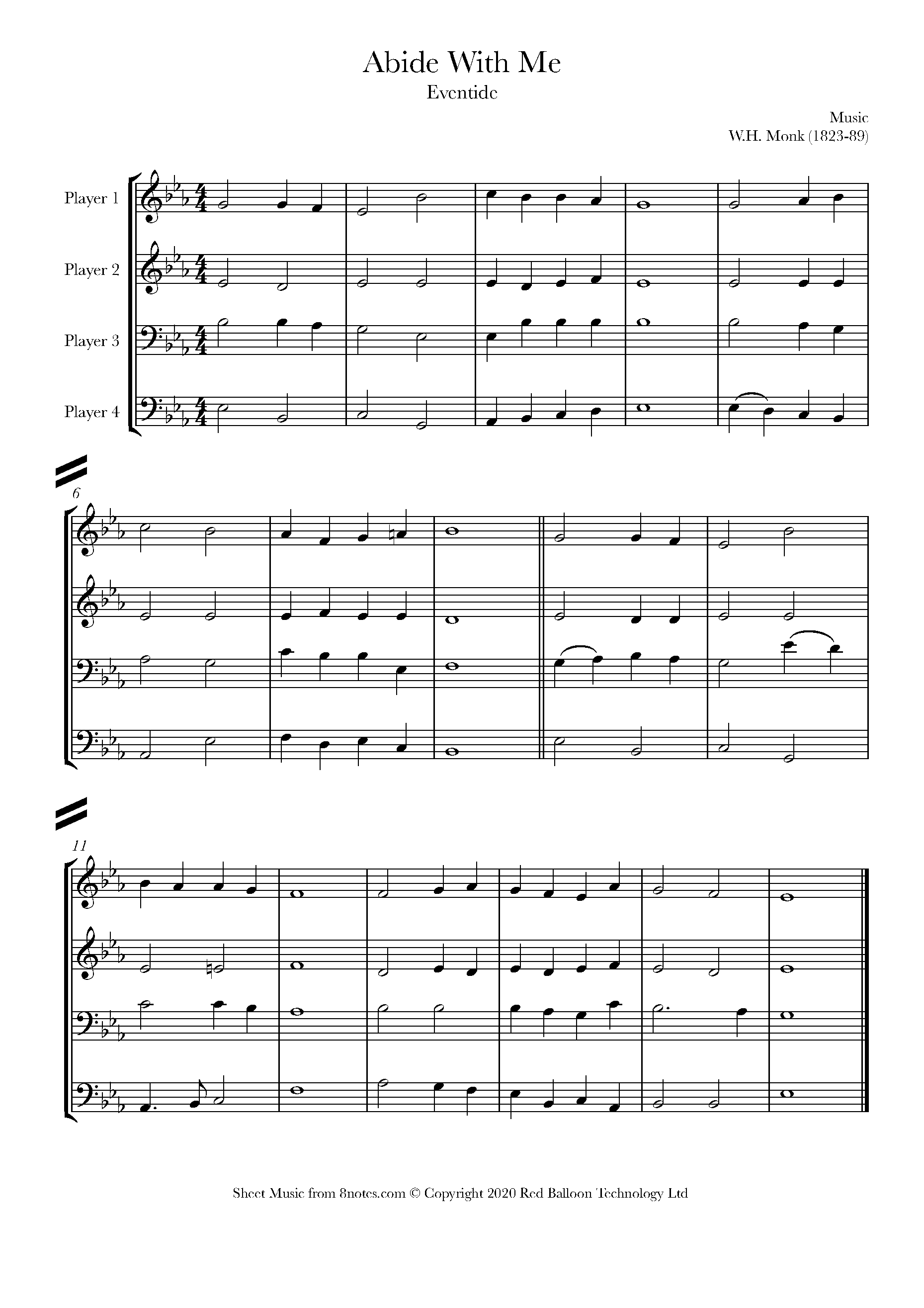 Monk - Abide With Me (Eventide) Sheet music for Flexible Mixed Ensemble ...