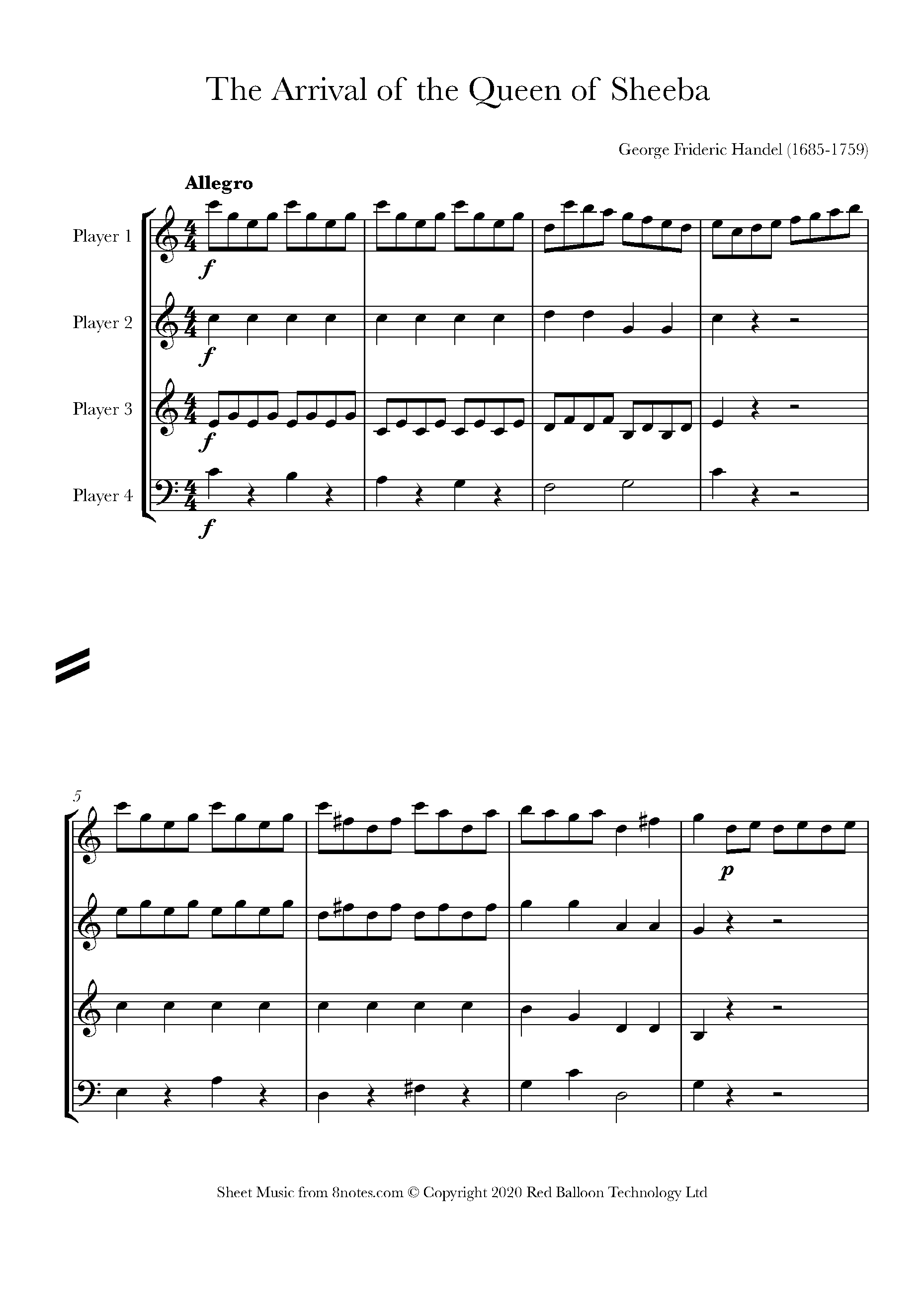 Handel - The Arrival of the Queen of Sheba Sheet music for Flexible ...