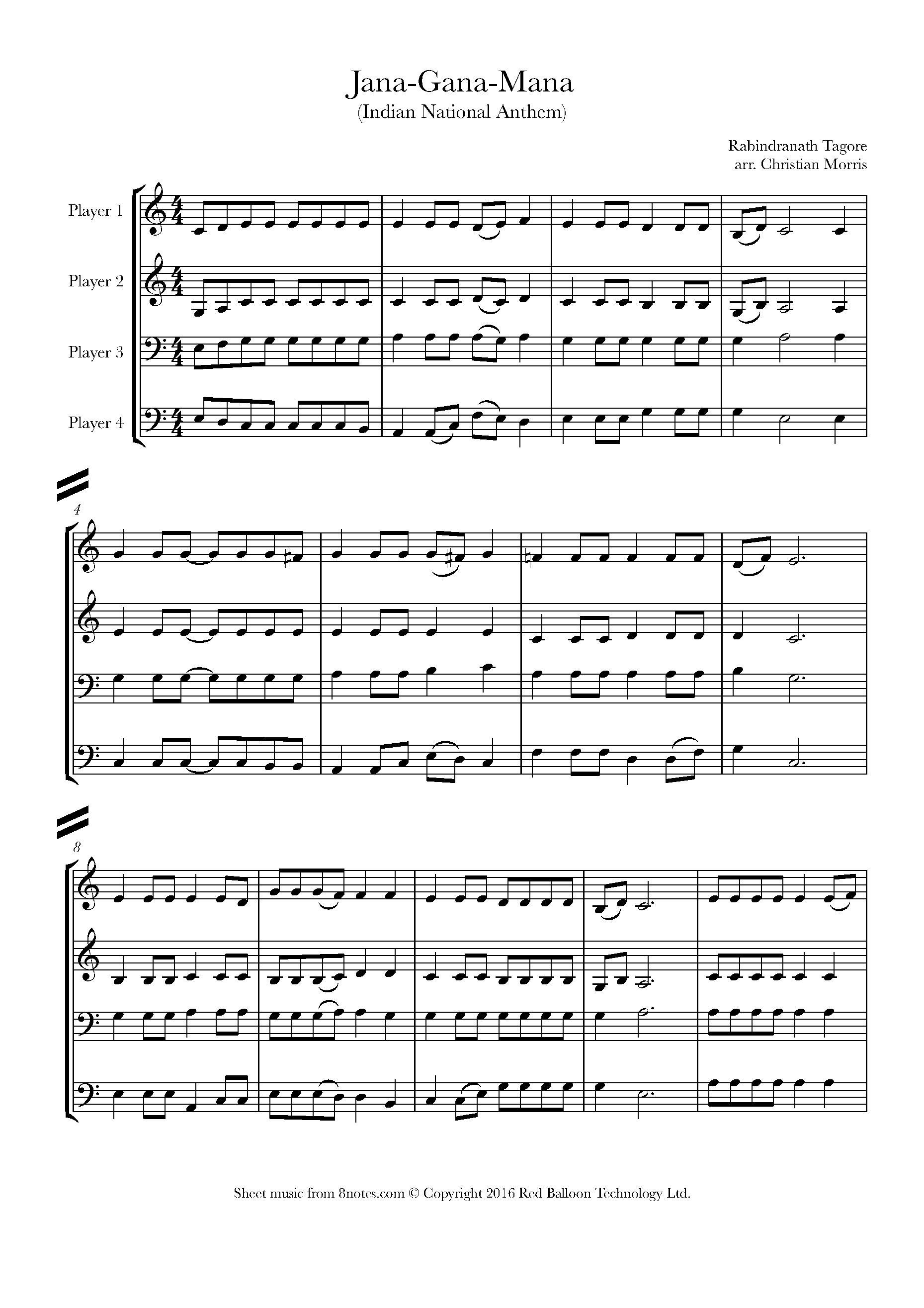 Rabindranath Tagore - Indian National Anthem - Jana-Gana-Mana Sheet music for Flexible Mixed ...