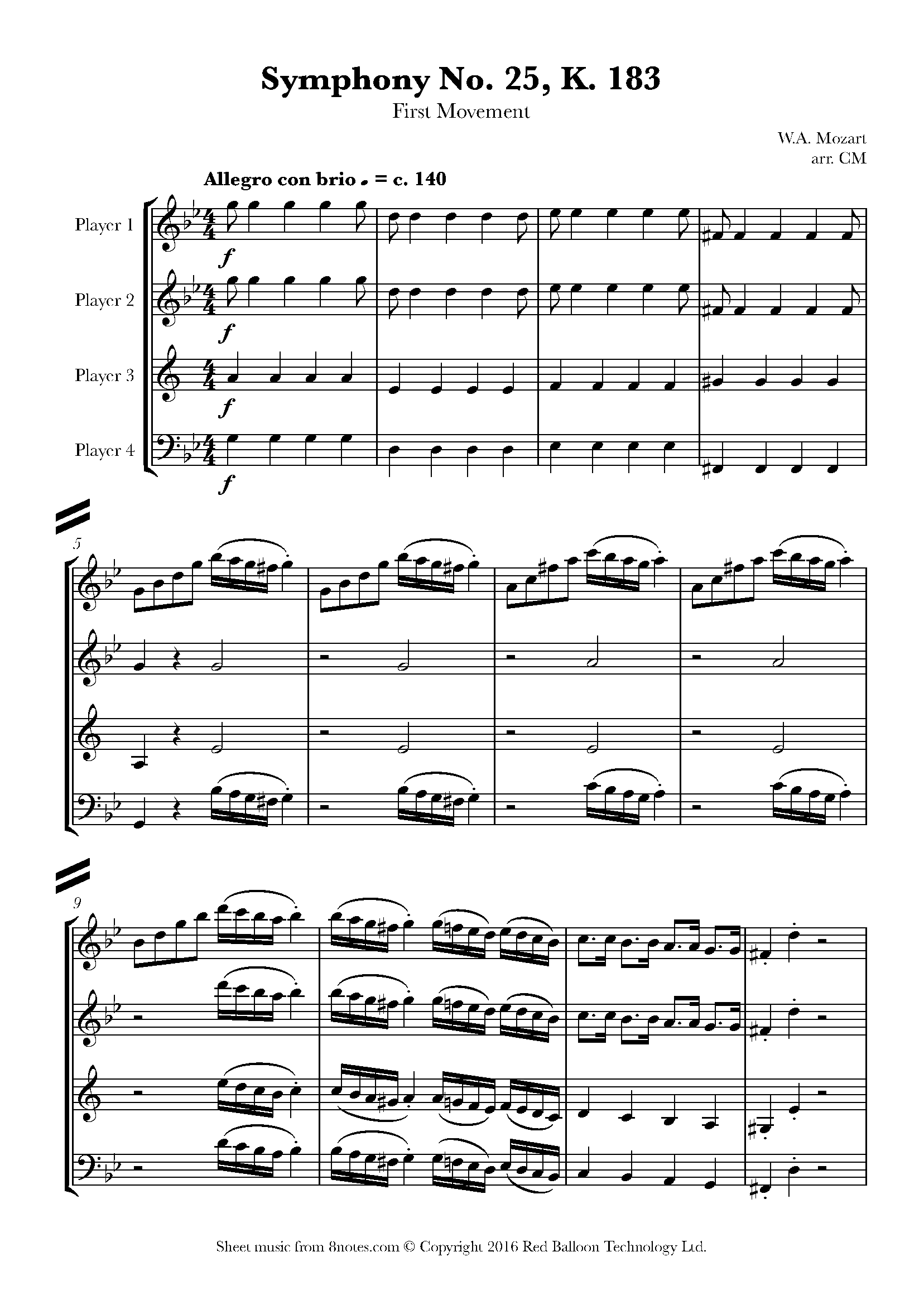 Wolfgang Amadeus Mozart - Symphony No. 25, K. 183 1st mvt (as featured ...