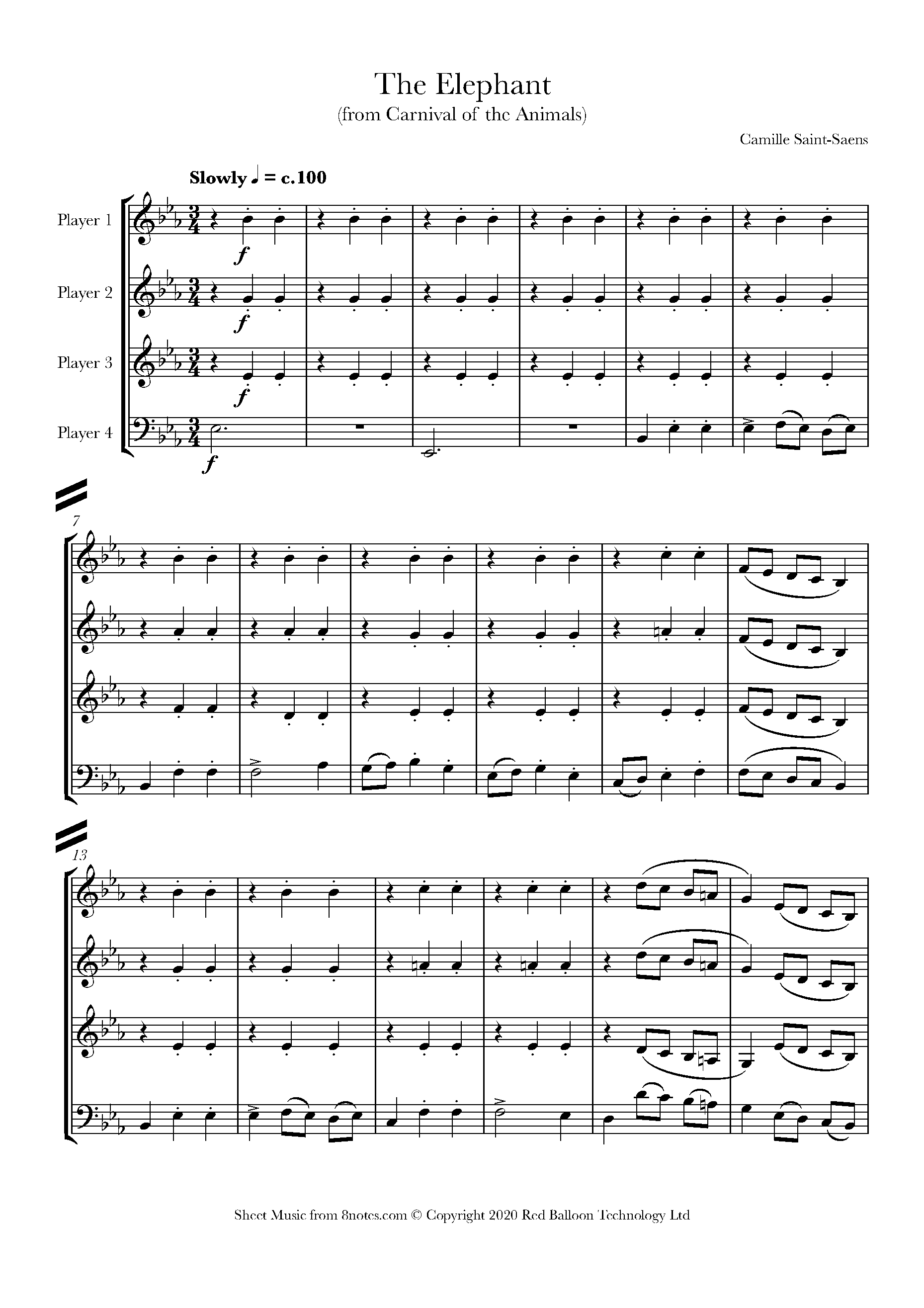 ﻿Saint-Saëns - The Elephant (from Carnival of the Animals) Sheet music for Flexible Mixed ...