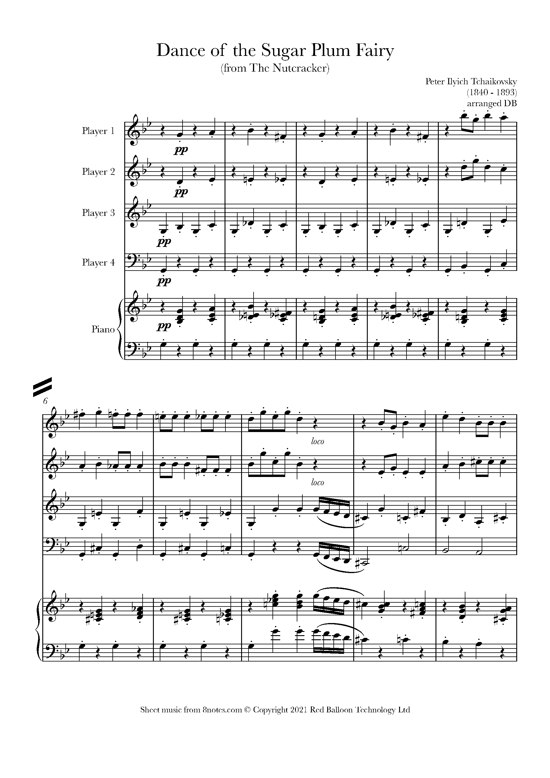 Tchaikovsky - Dance of the Sugar Plum Fairy from the Nutcracker Sheet ...