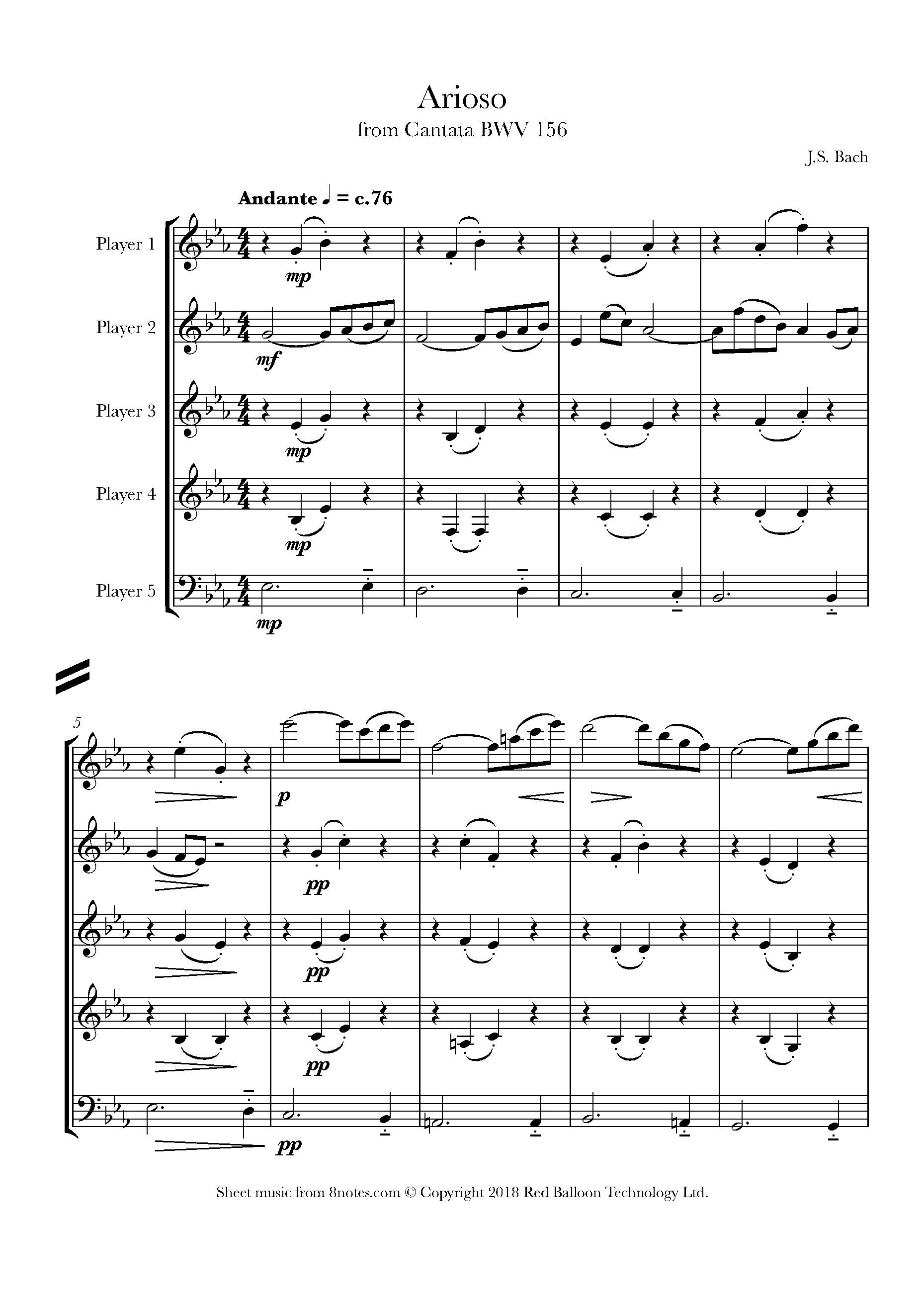 Bach - Arioso from Cantata BWV 156 Sheet music for Flexible Mixed ...