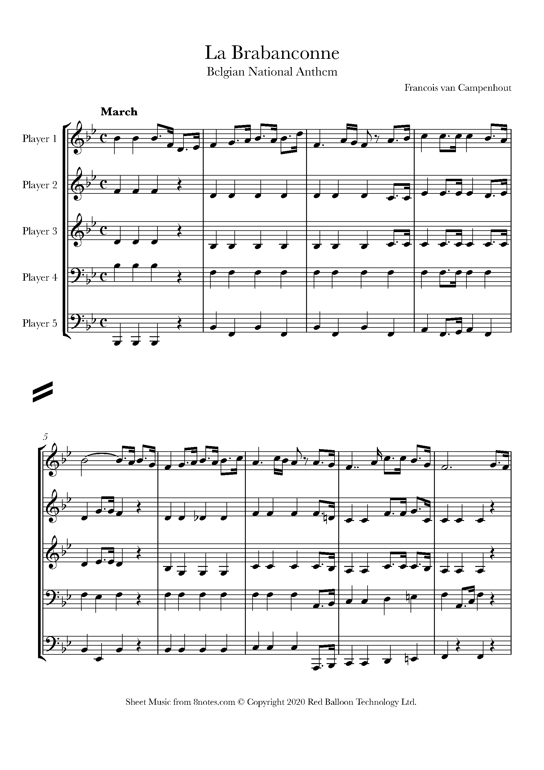 La Brabanconne (Belgian National Anthem) Sheet music for Flexible Mixed ...