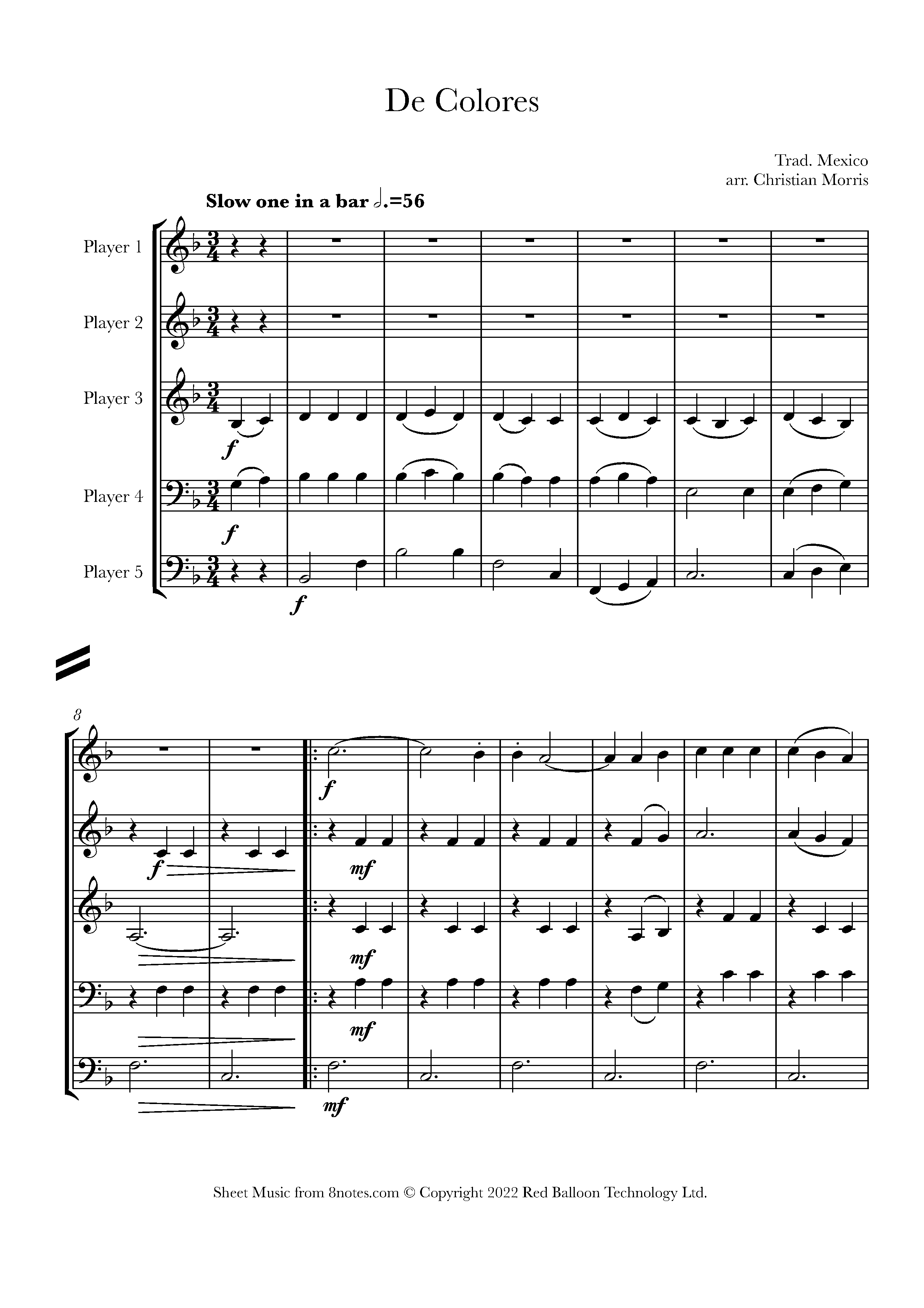 De Colores (Mexican Traditional) Sheet music for Flexible Mixed ...