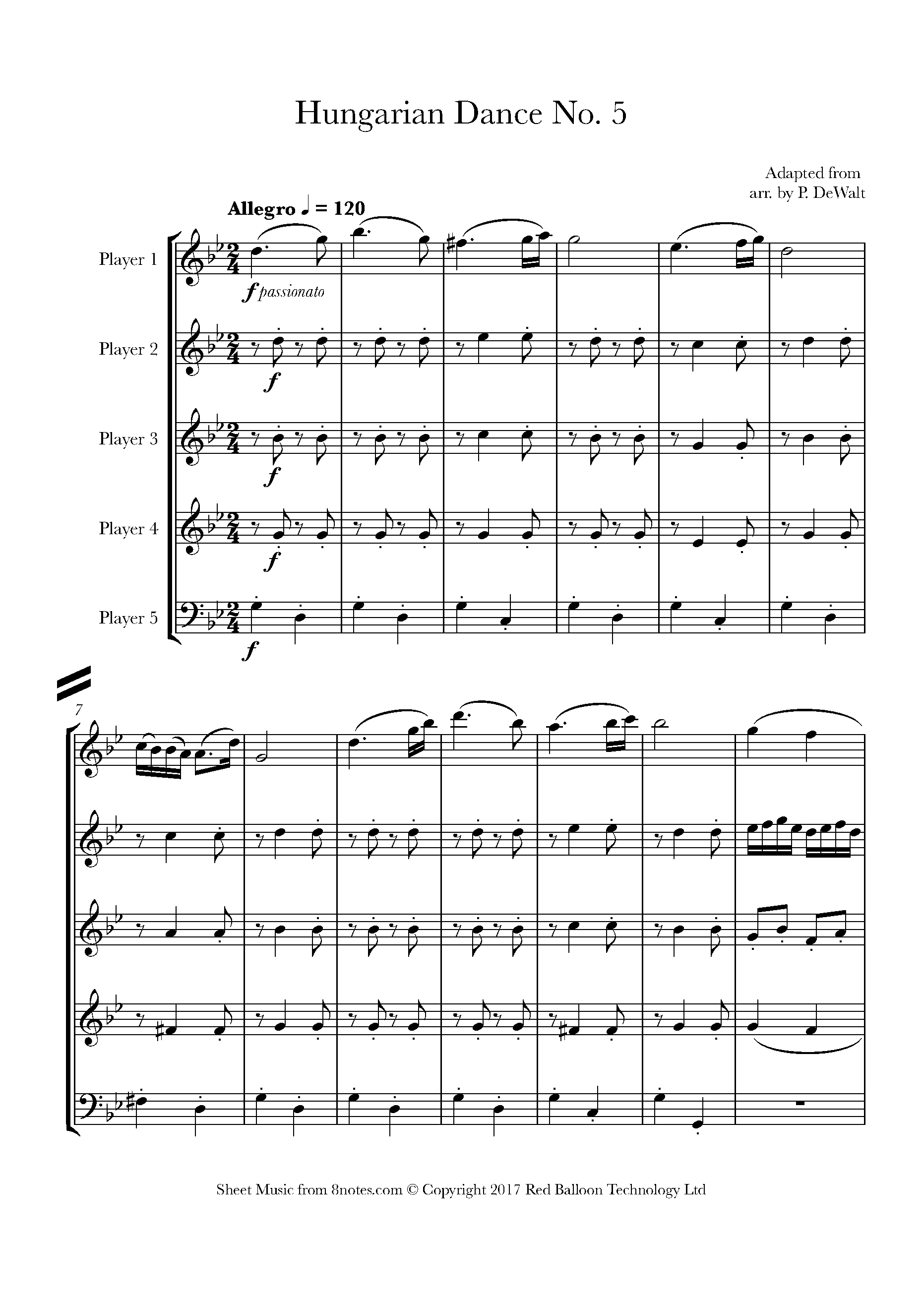 Brahms - Hungarian Dance No.5 Sheet music for Flexible Mixed Ensemble ...