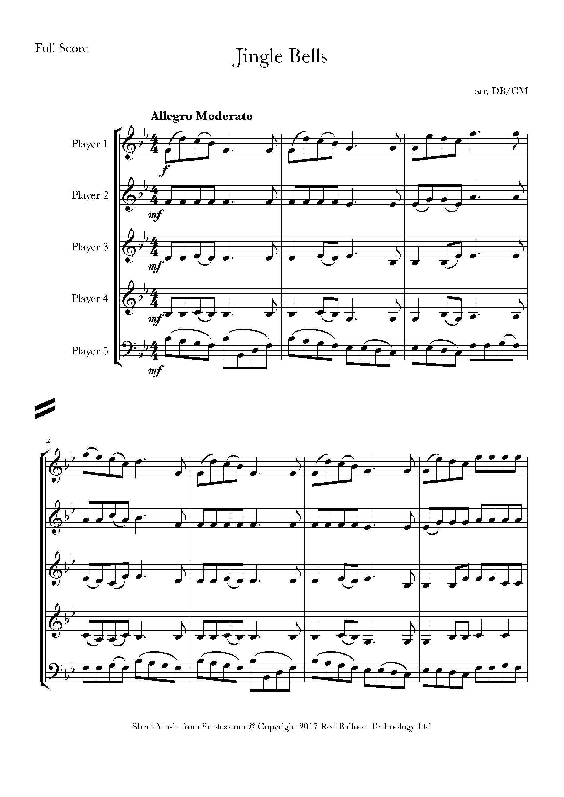 Jingle Bells Sheet music for Flexible Mixed Ensemble - 5 Players ...