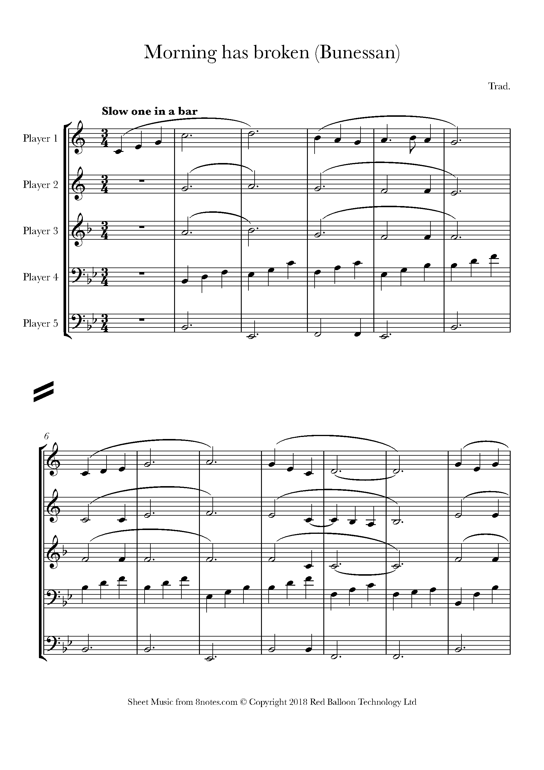 Morning has Broken (Bunessan) Sheet music for Flexible Mixed Ensemble ...
