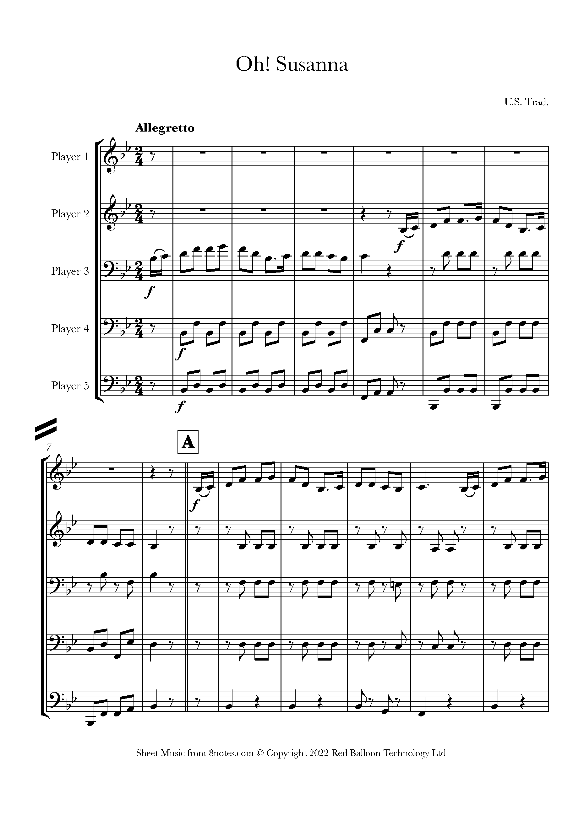 Stephen Foster - Oh Susanna Sheet music for Flexible Mixed Ensemble - 5 ...