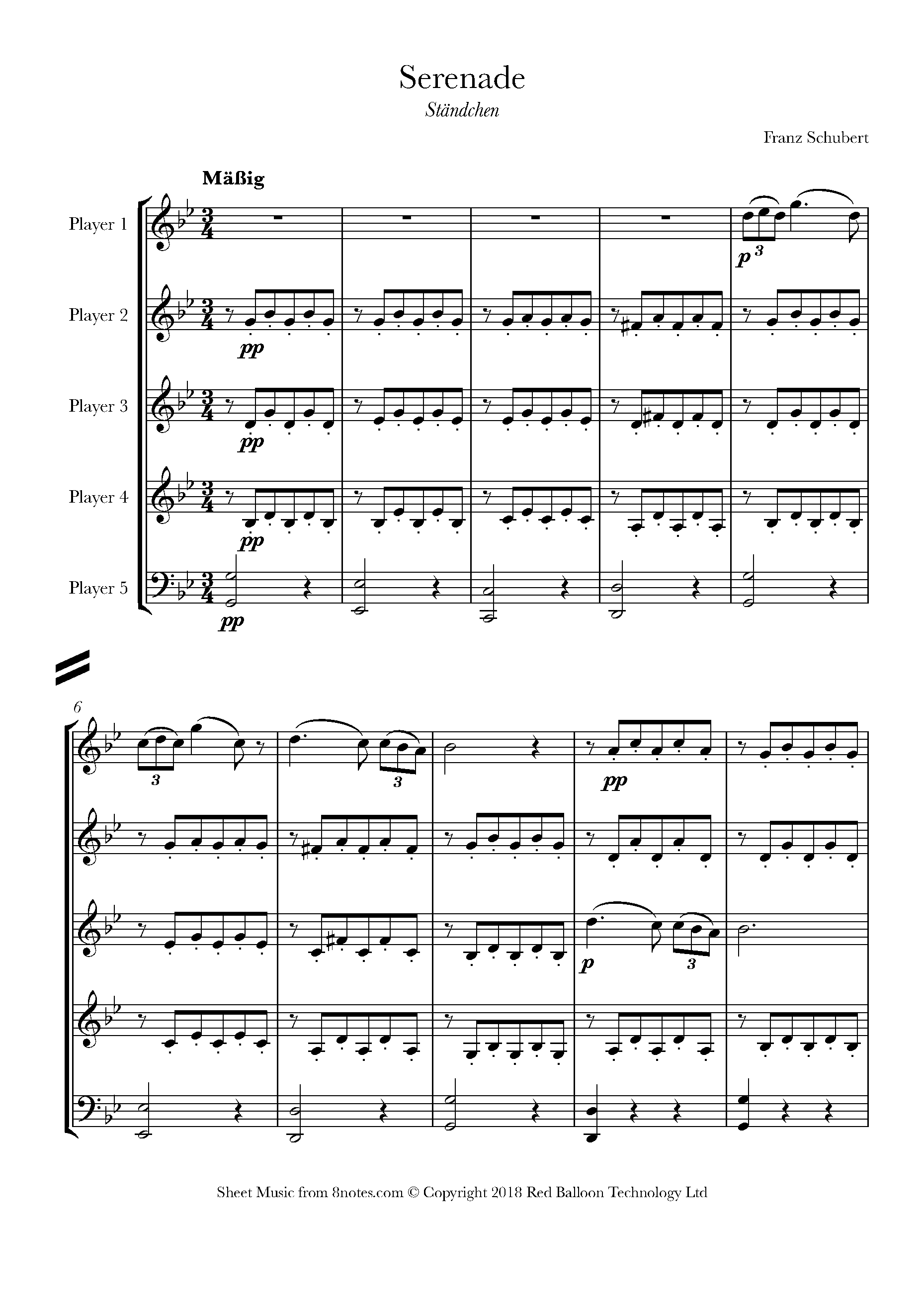 Schubert - Serenade (Standchen) Sheet music for Flexible Mixed Ensemble ...