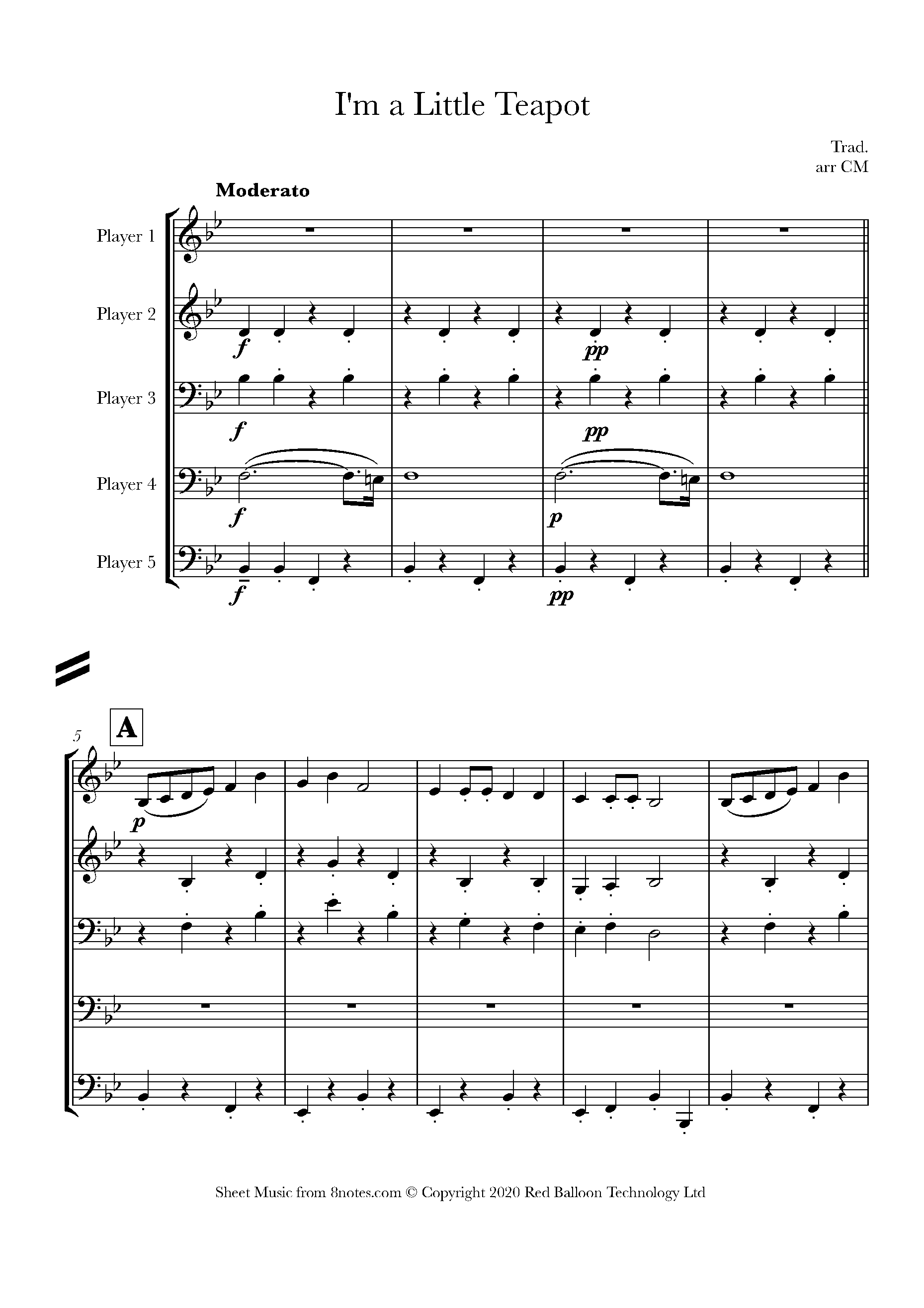 I'm a Little Teapot Sheet music for Flexible Mixed Ensemble - 5 Players ...