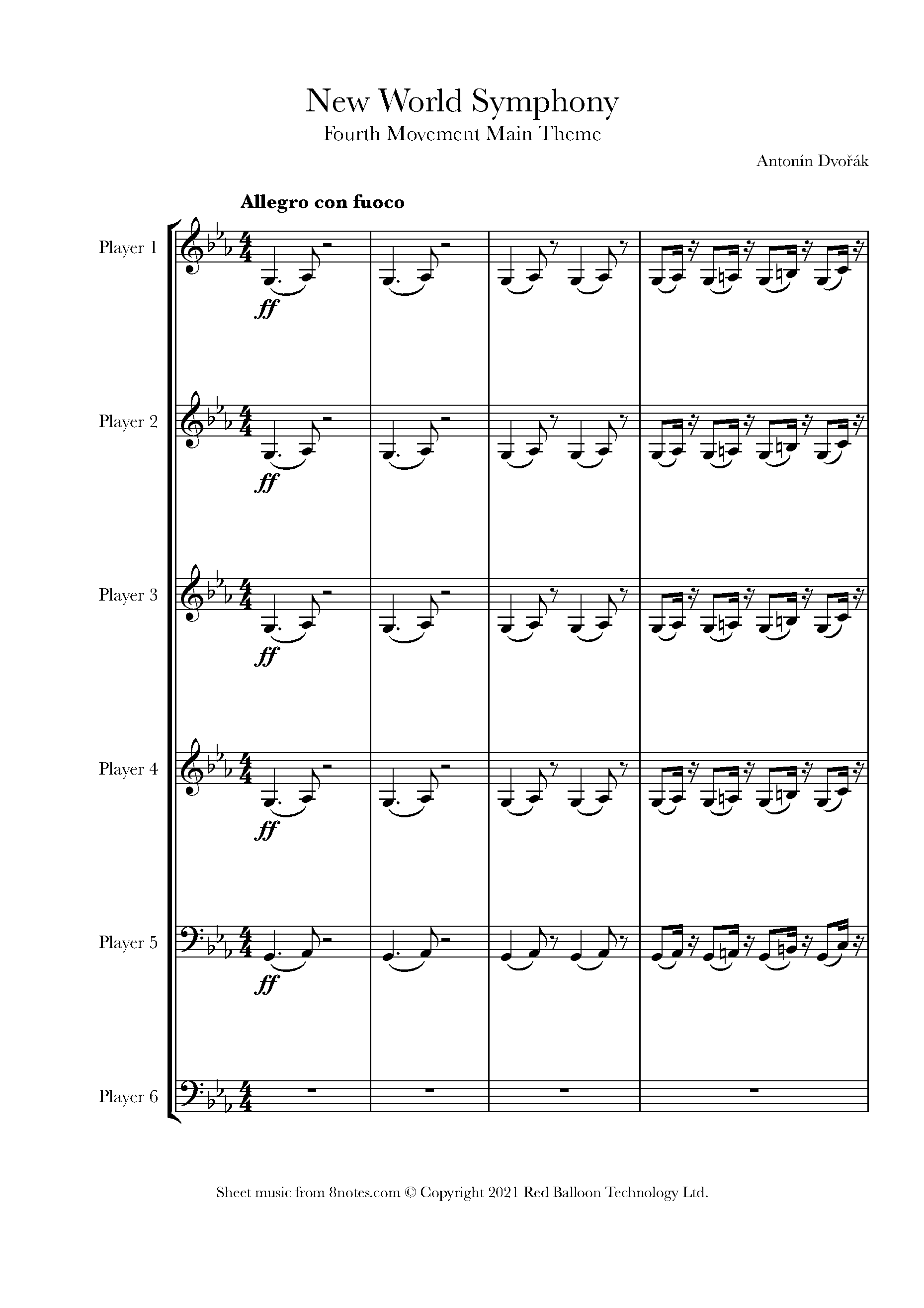 ﻿Dvořák - New World Symphony - 4th Movement Main Theme Sheet music for Flexible Mixed Ensemble ...